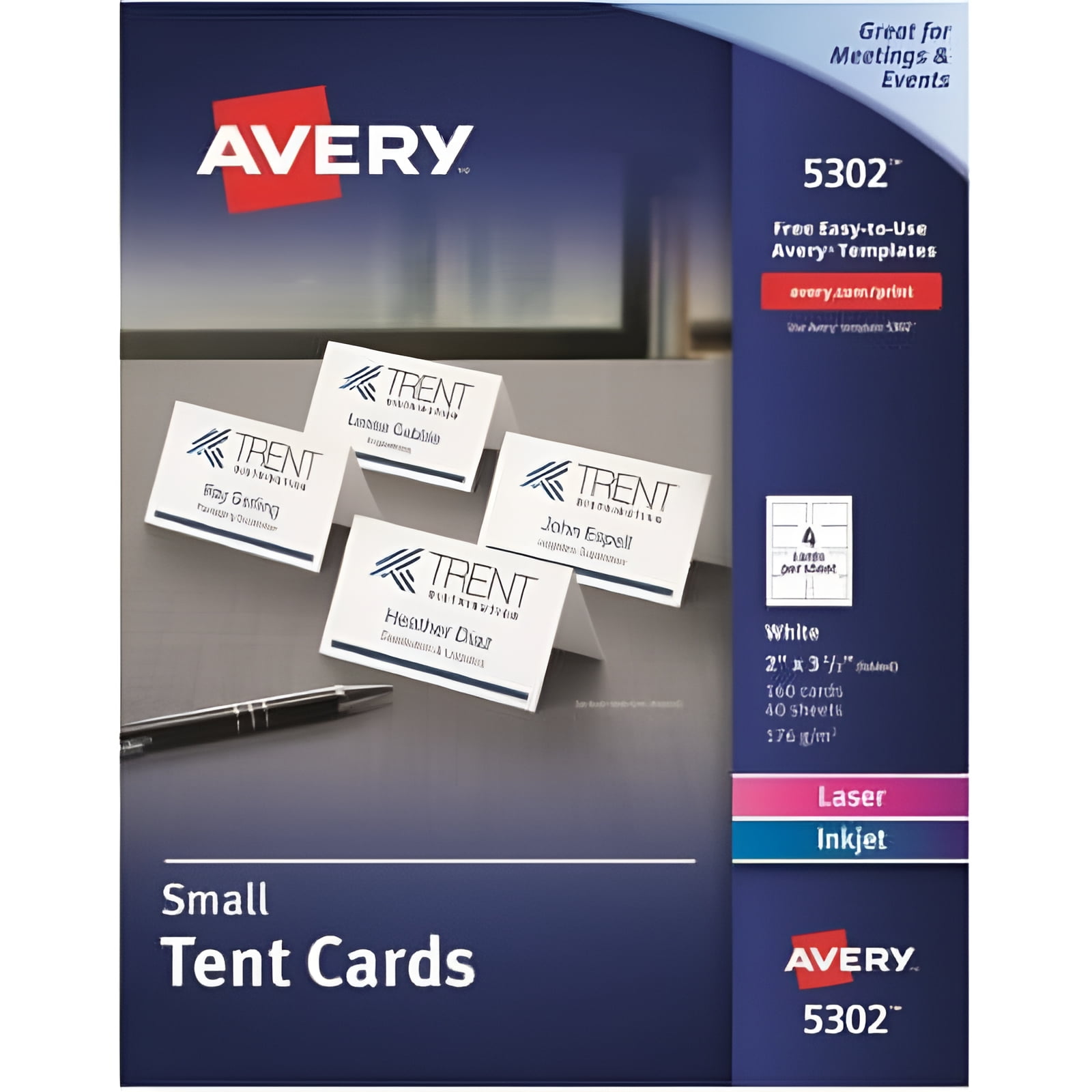 Avery - Tent Cards, White, 2 x 3 1/2, 4 Cards/Sheet, 160 Cards/Box ...