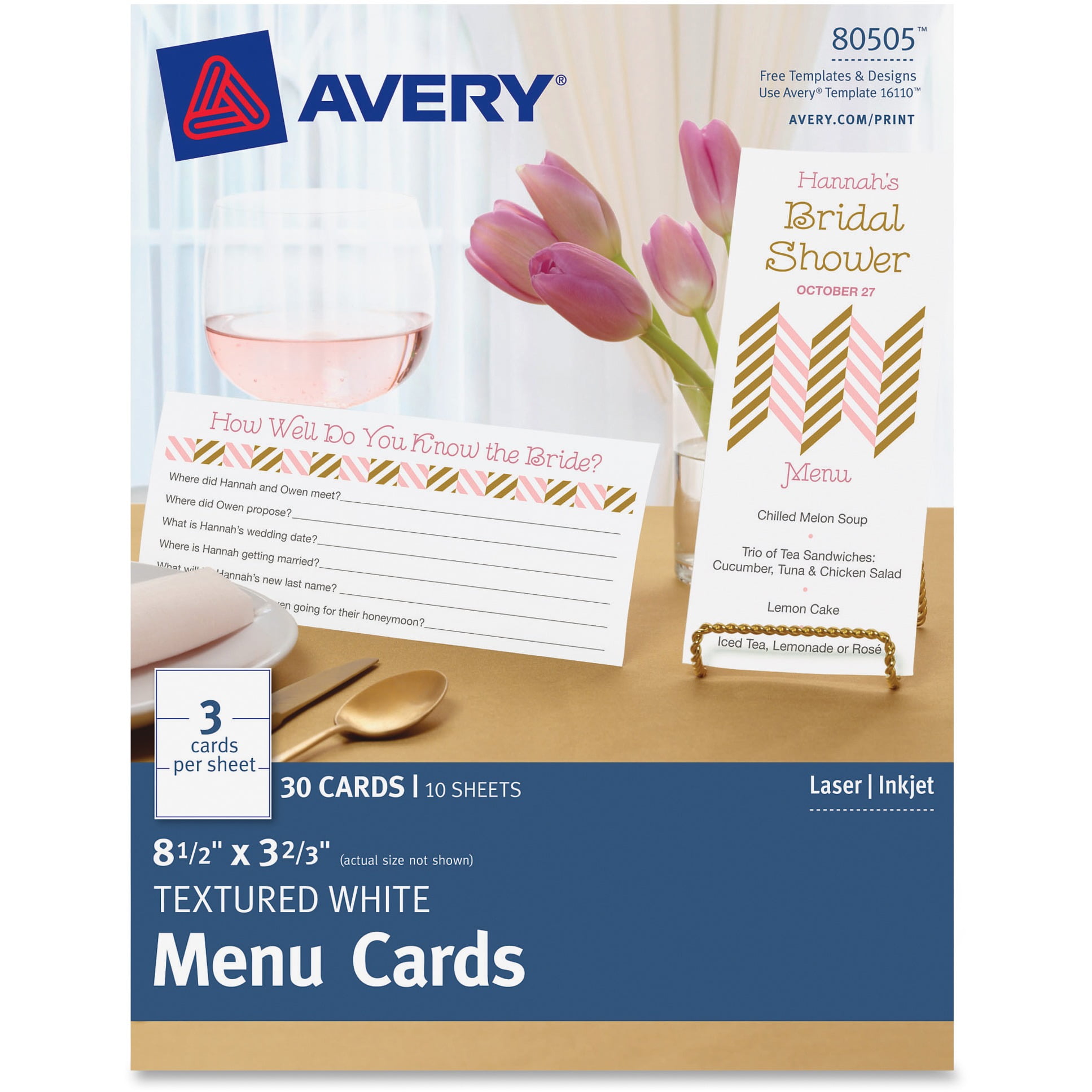 Avery Textured Menu Cards, 30pk - Walmart.com