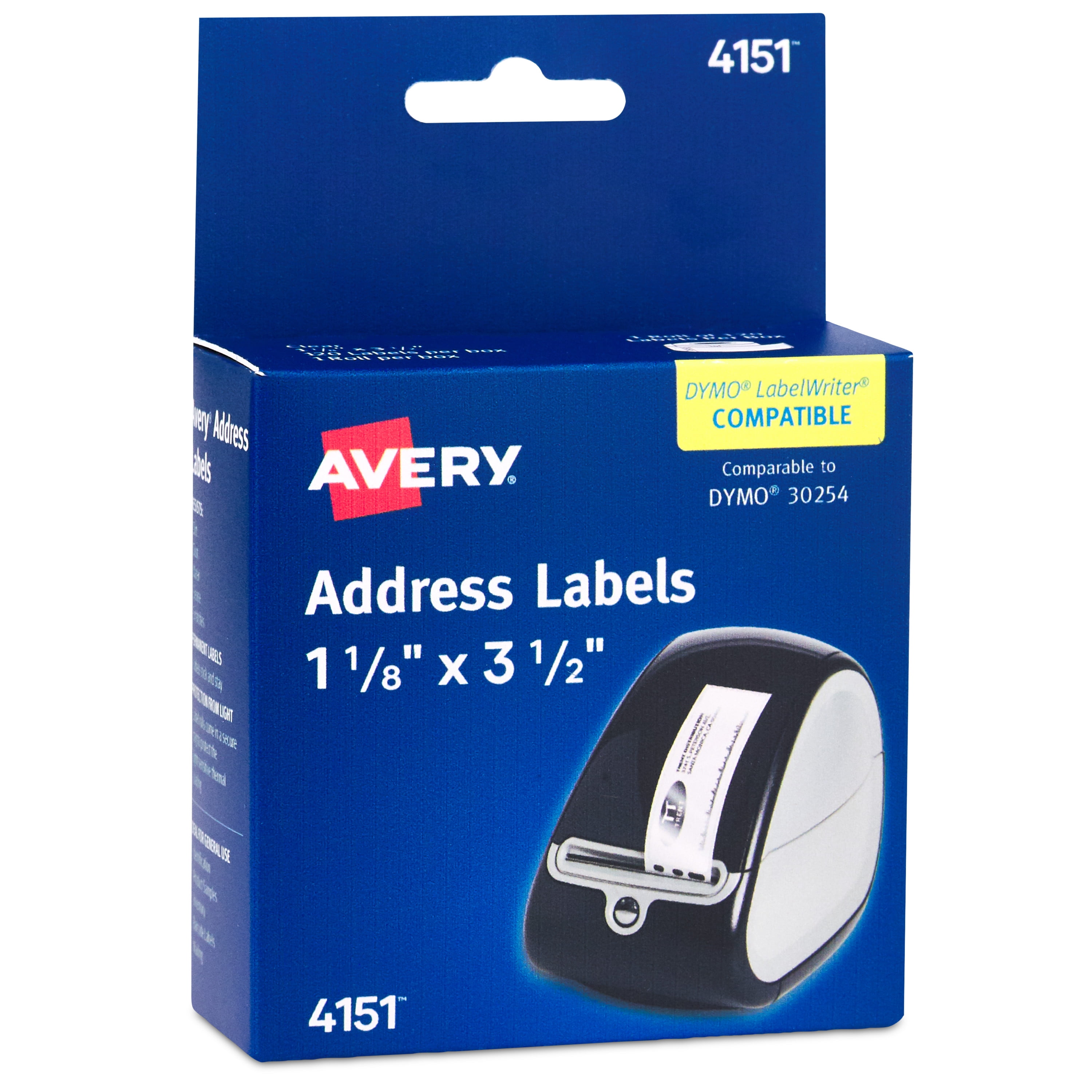 Avery Thermal Roll Labels, 1-1/8" x 3-1/2", 120 Clear Labels (4151 ...