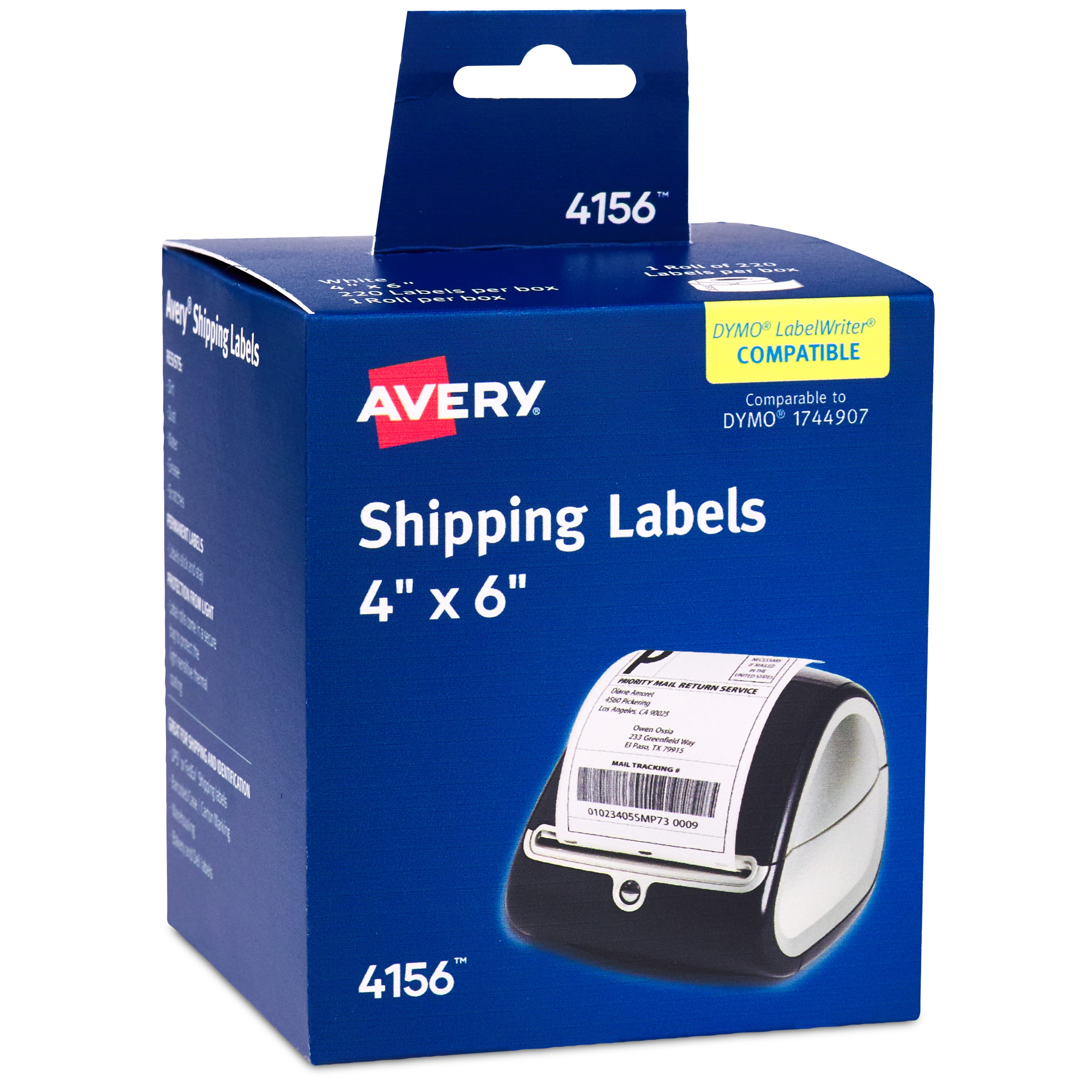 Avery Thermal Roll Labels 4" x 6", 220 White Shipping Labels (4156 ...