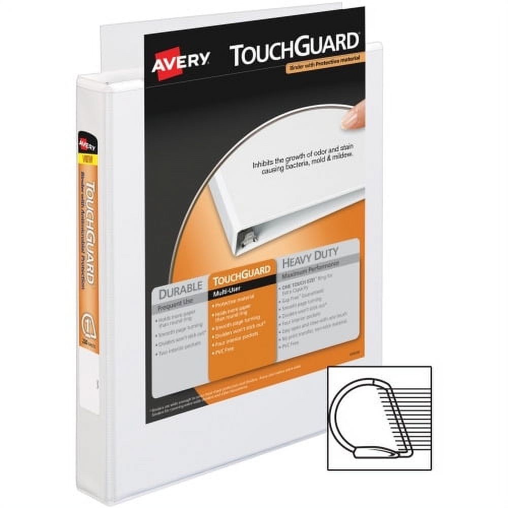 Avery TouchGuard View 3 Ring Binder, 1" Slant Rings, 1 White Binder 1 ...