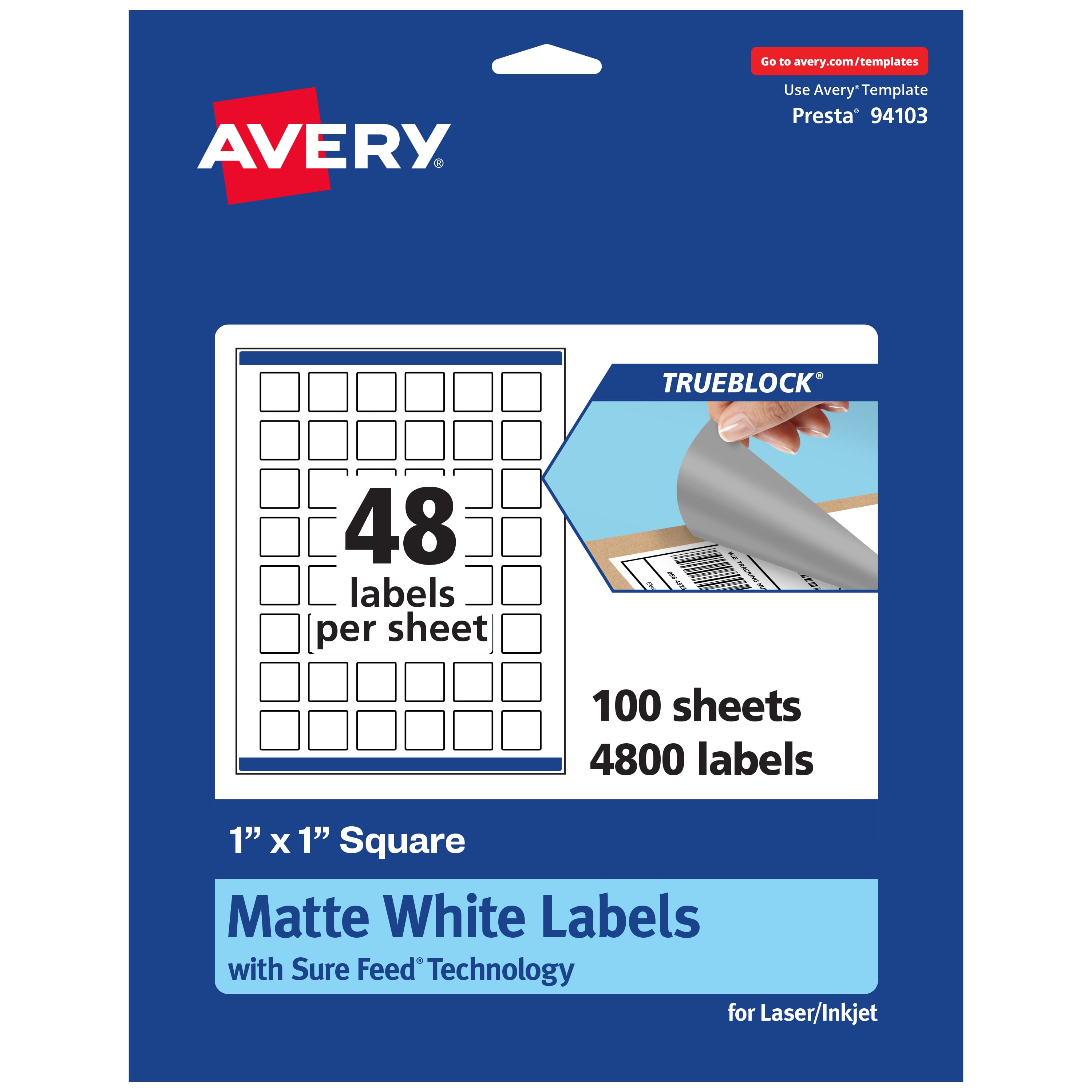Avery TrueBlock Square Labels, 1" x 1", 4,800ct - Walmart.com