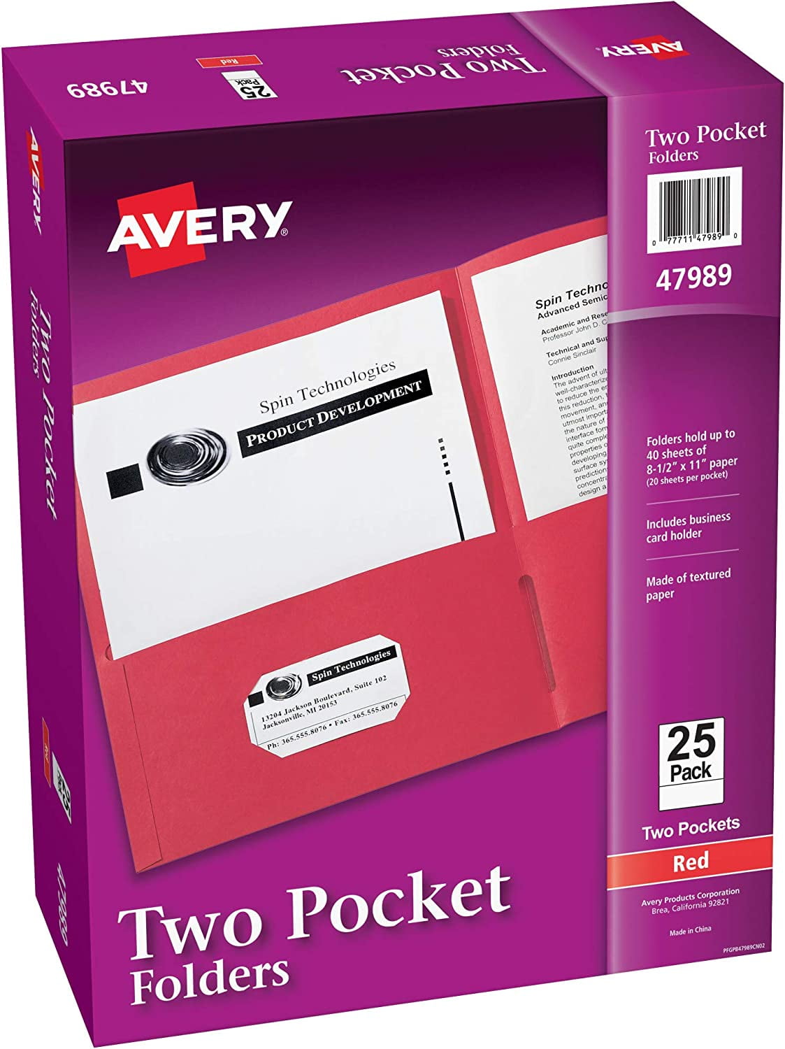 Avery Two Pocket Folders, Holds Up To 40 Sheets, Business Card Slot, 25 ...
