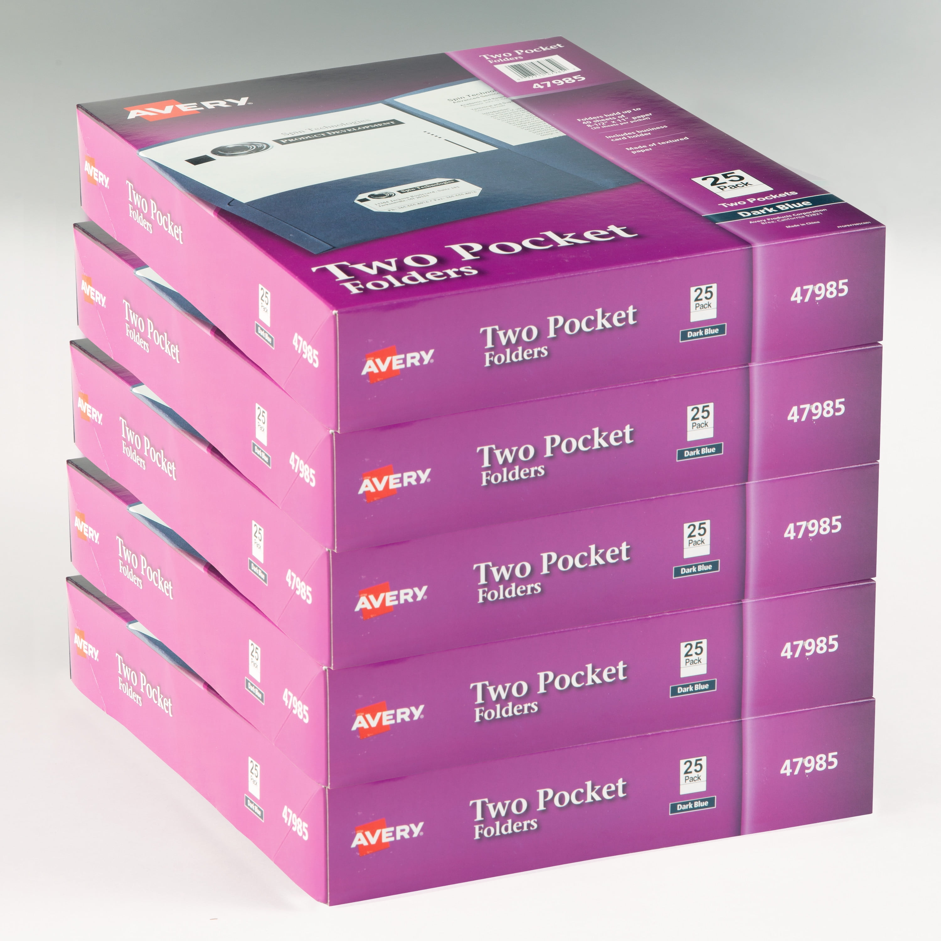 Avery, Two Pocket Folders, 47985, Holds up to 40 Sheets, 25 Dark Blue ...