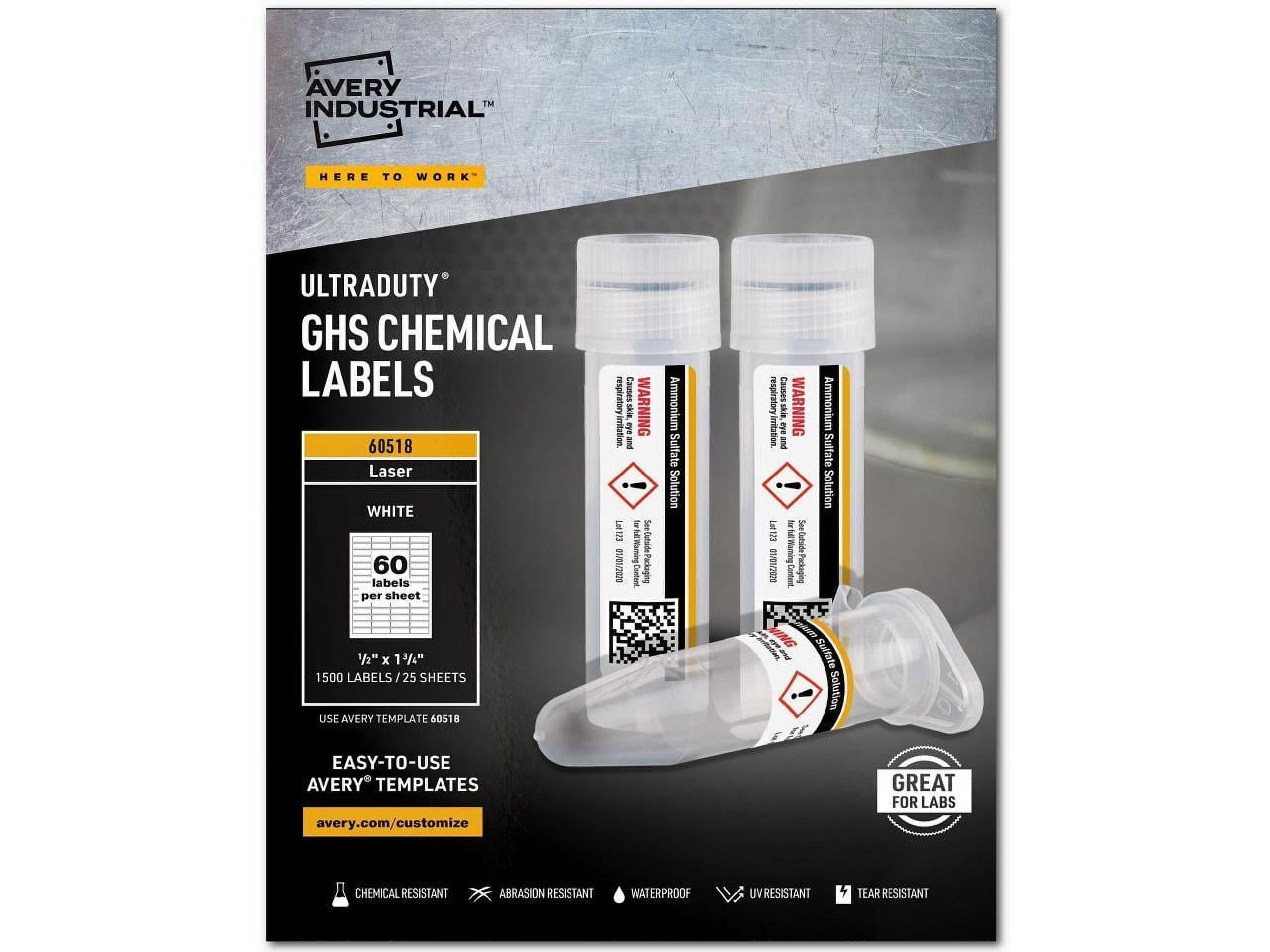 Avery UltraDuty GHS Chemical Labels for Laser Printers, Permanent ...