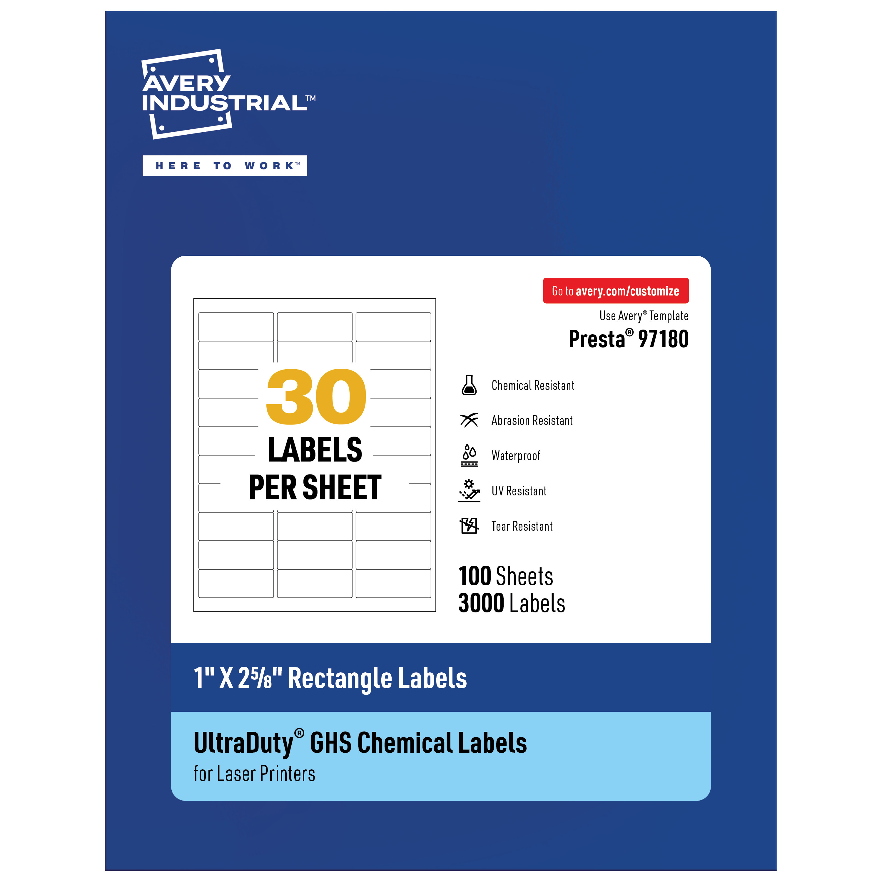 Avery UltraDuty GHS Labels 1" x 2-5/8", 3000 Ct, Laser Printer - Walmart.com