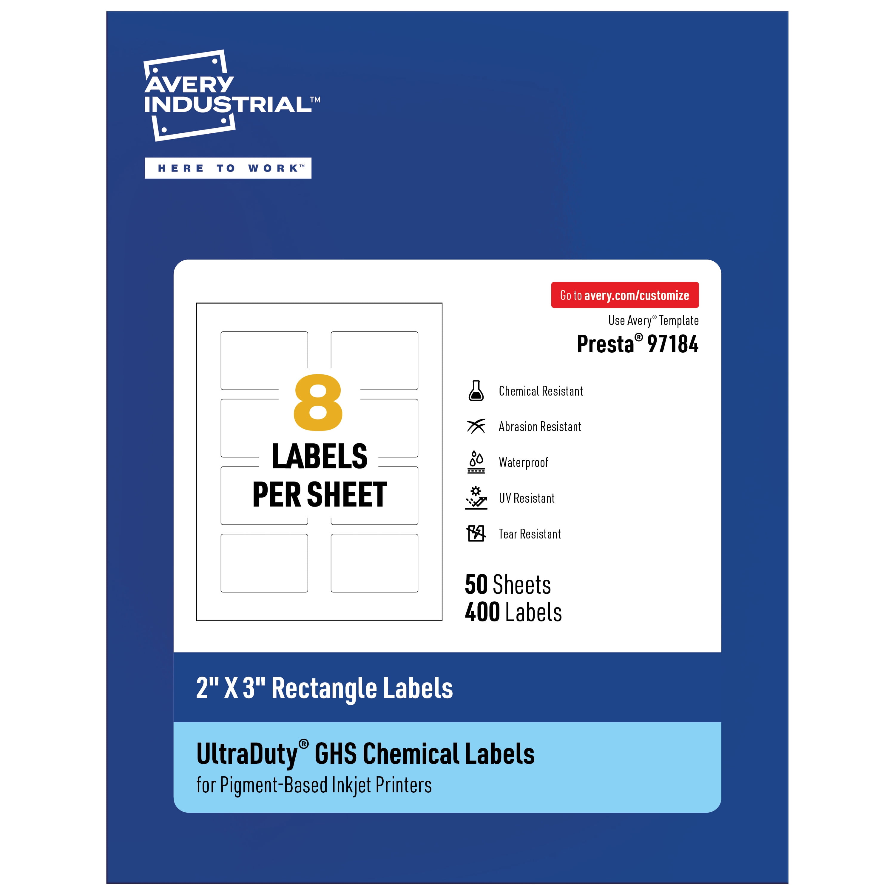 Avery UltraDuty GHS Labels 2" x 3", 400 Ct, Pigment Inkjet - Walmart.com