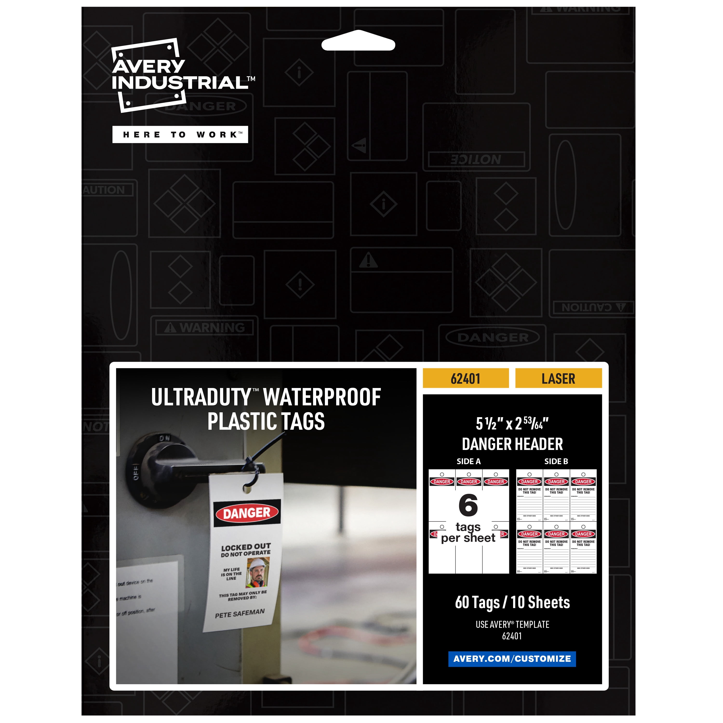 Avery UltraDuty(TM) Plastic Tags, 5.5" x 2.83", Danger Header (62401 ...