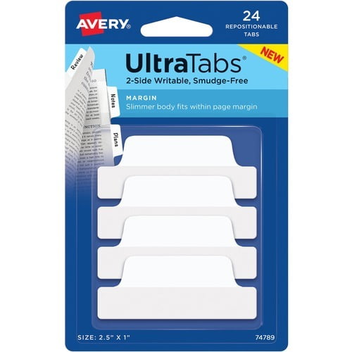 Avery UltraTabs Repositionable Margin Tabs 24 Tab(s) - 6 Tab(s)/Set ...