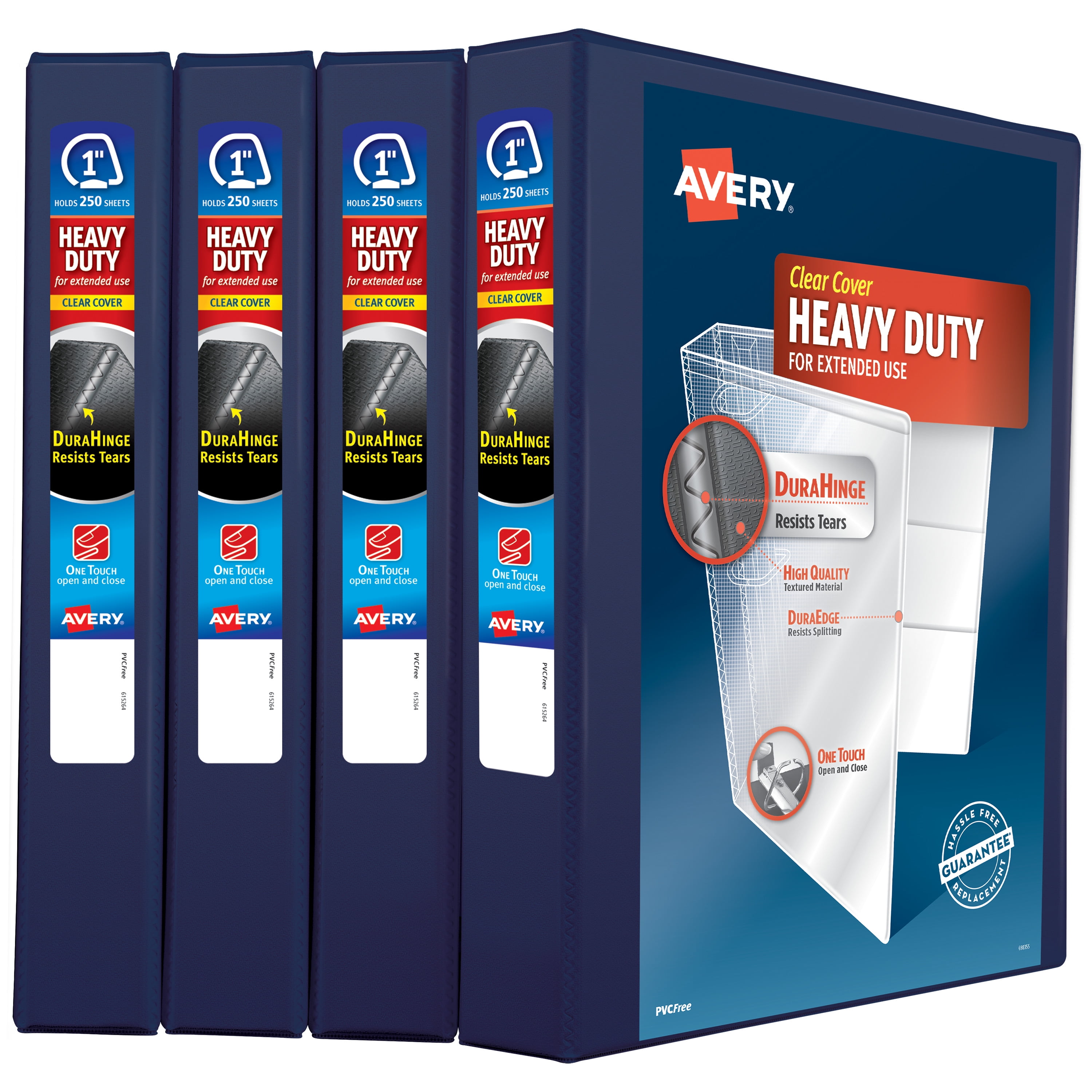 Avery 1" Navy Blue Binders, 4 Pack, One Touch Slant Rings - Walmart.com