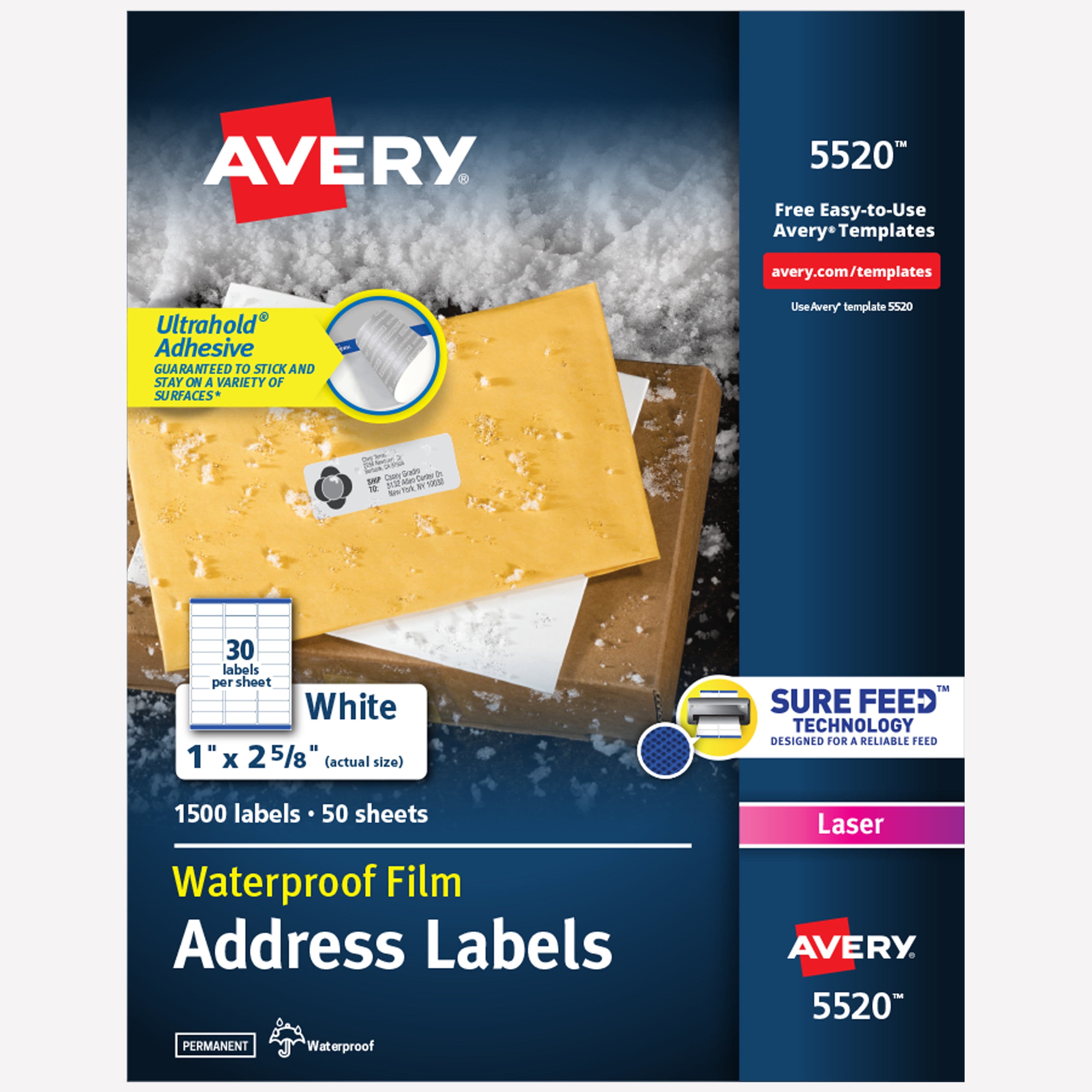 Avery Waterproof Address Labels, 1" x 2-5/8", White, 1500ct - Walmart.com