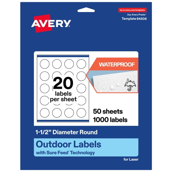 Avery Waterproof Round Labels, 1.5" Diameter, 1000 Total - Walmart.com