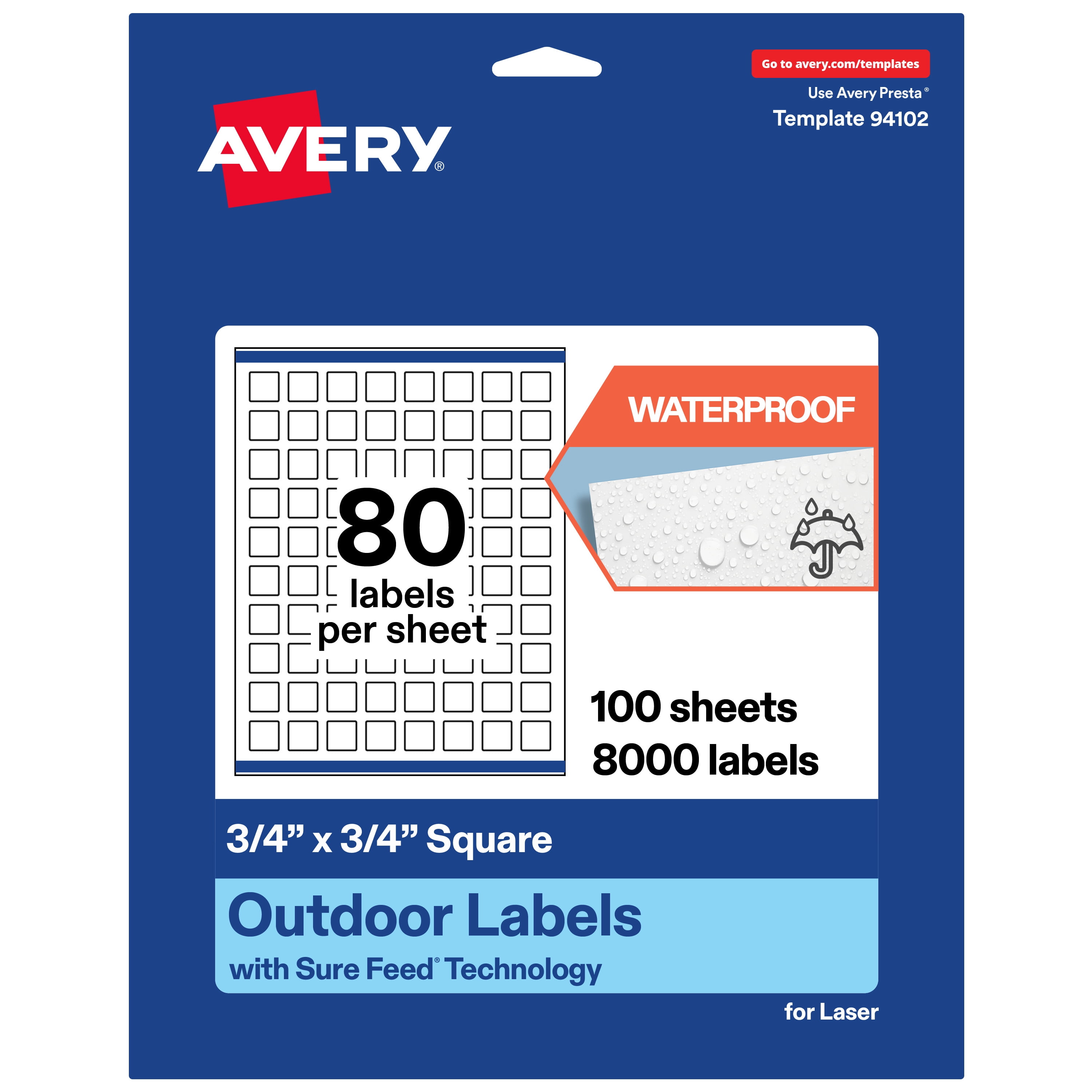 Avery Waterproof Square Labels, 0.75" x 0.75", 8000 Total - Walmart.com