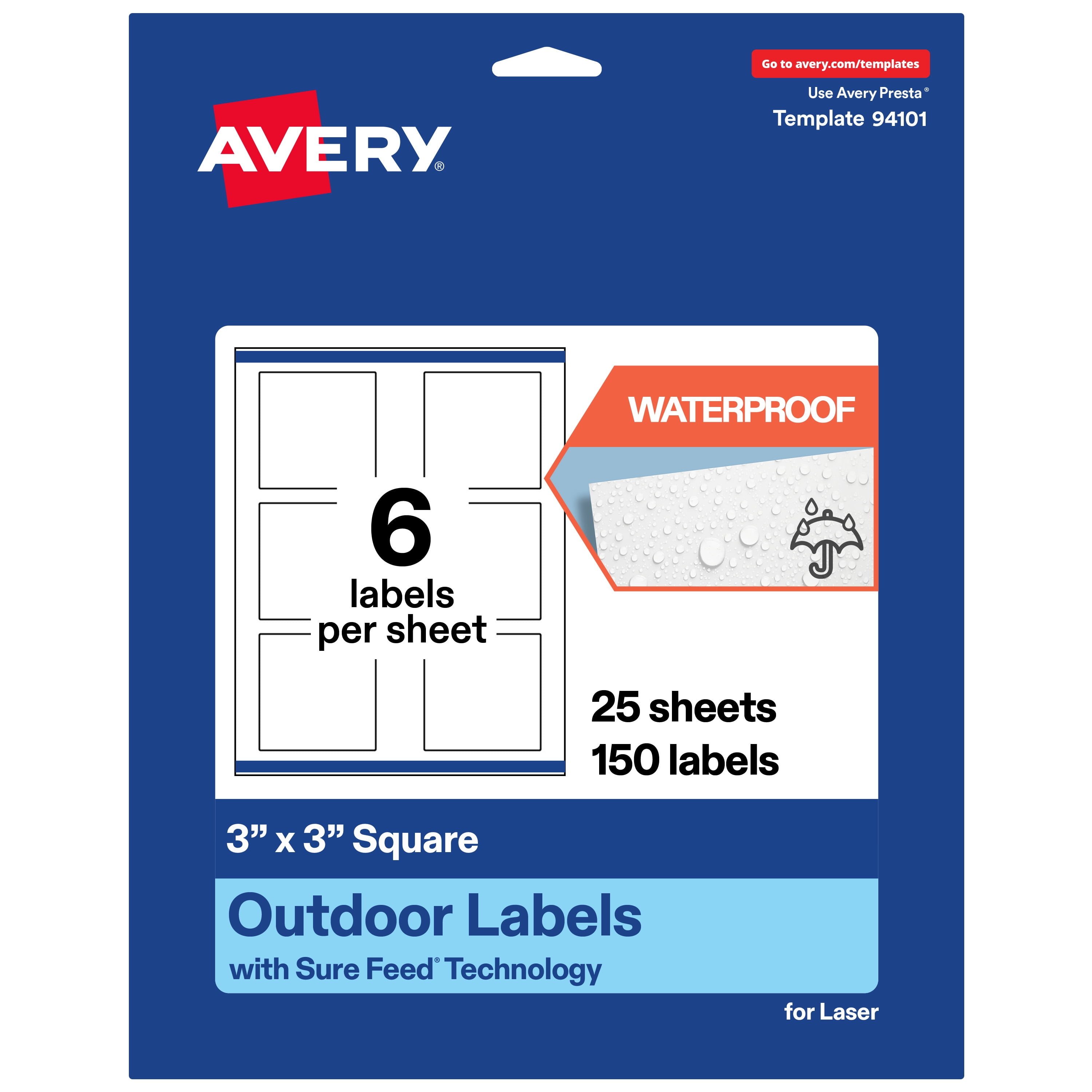 Avery Waterproof Square Labels, 3" x 3", 150 Total - Walmart.com
