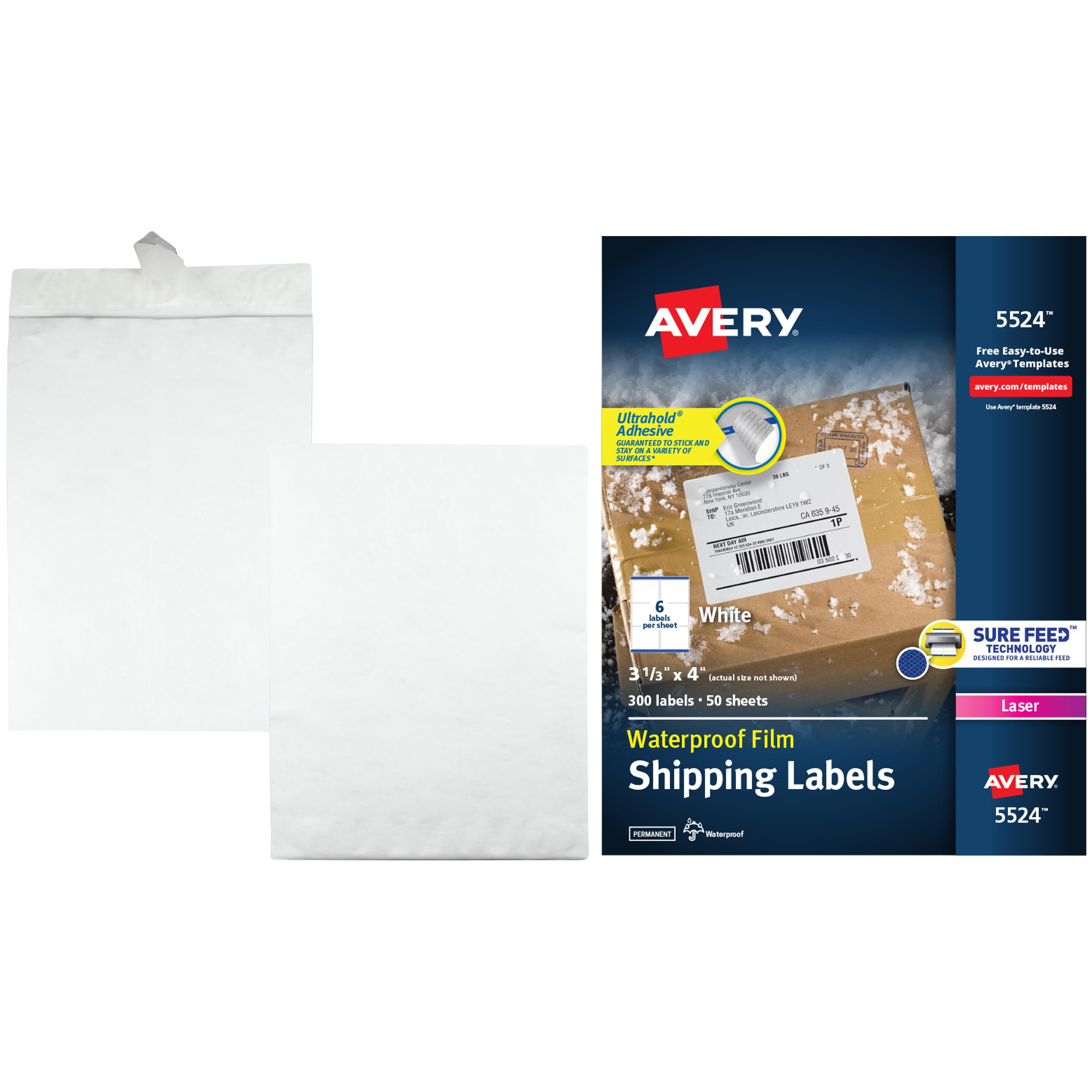 Avery Weatherproof Laser Shipping Labels, 3-1/3" x 4", White, 300-Pack ...