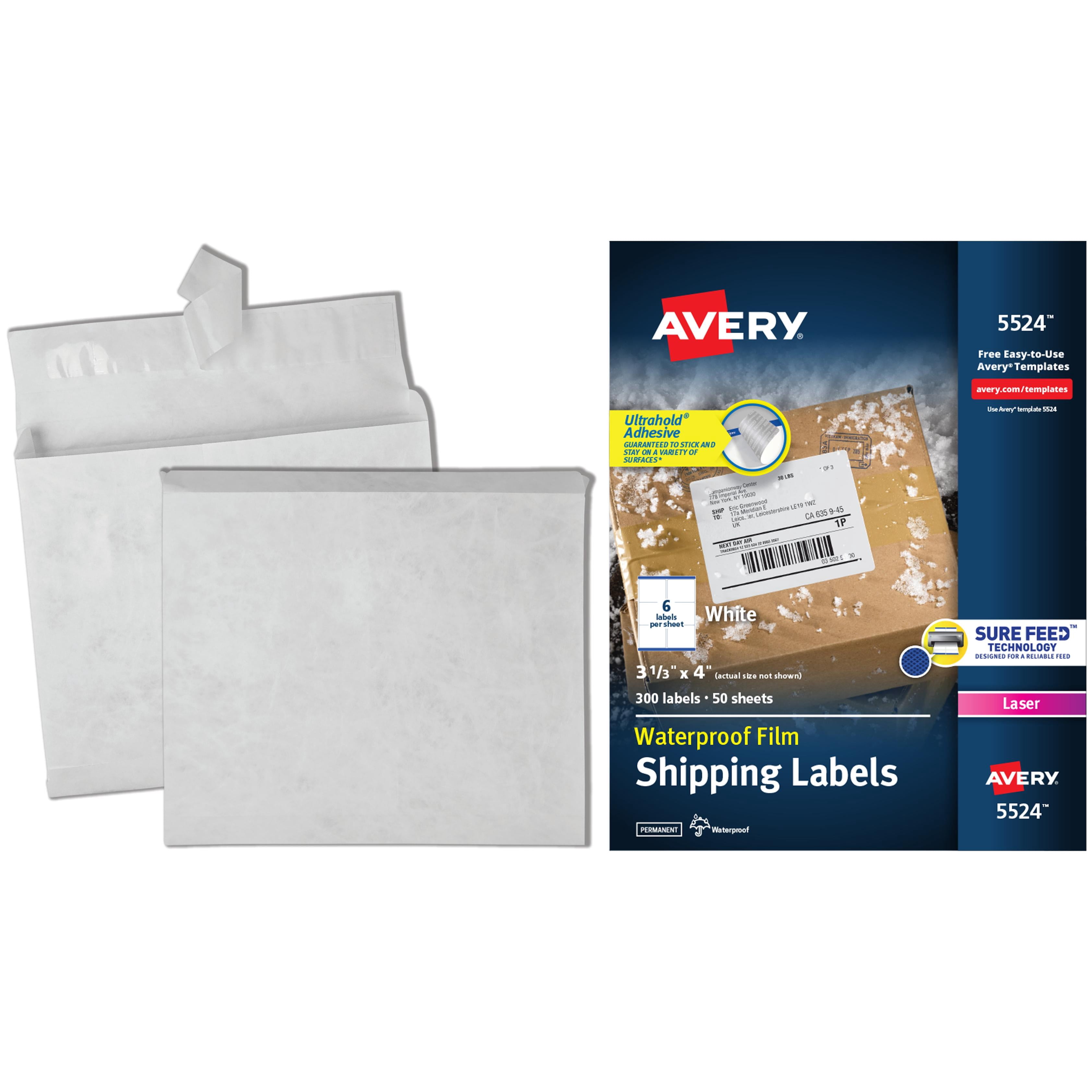Avery Weatherproof Laser Shipping Labels, 3-1/3" x 4", White, 300-Pack ...