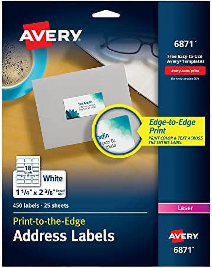 Avery White Laser Labels for Color Printing, 1-1/4 x 2-3/8 Label, 450 ...