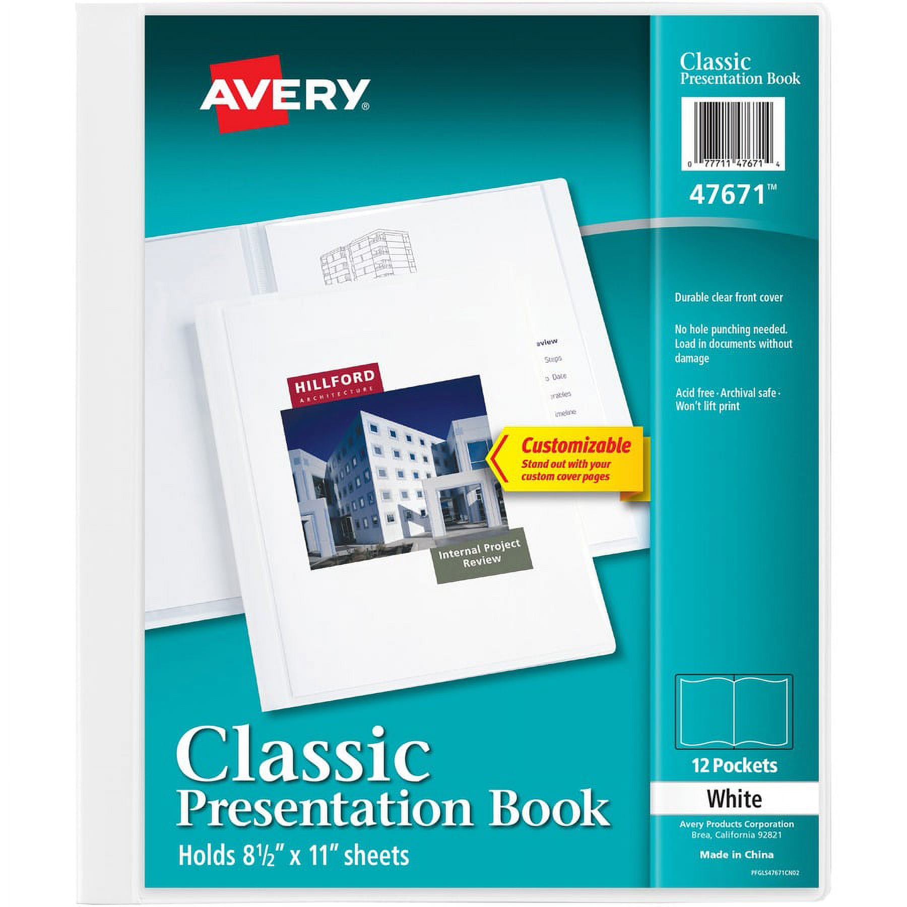 Avery; White Presentation Book - Letter - 8 1/2" x 11" Sheet Size - 24 ...