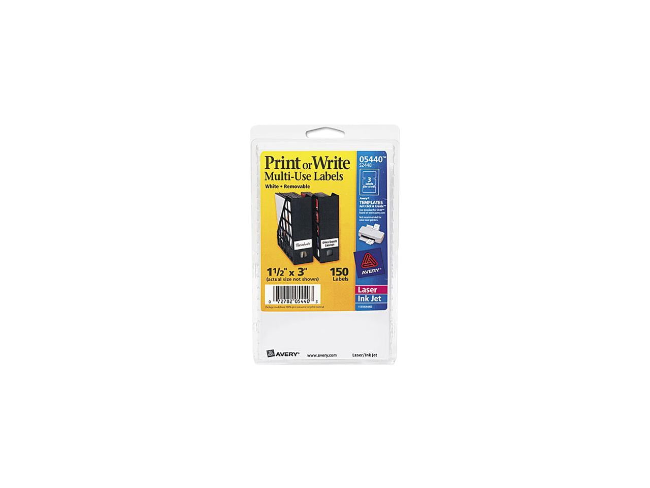 Avery Multiuse Labels, White, Removable Adhesive, 1-1/2" x 3", 150 ...
