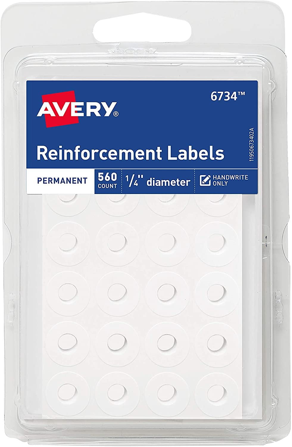 Avery White Self-Adhesive Reinforcement Labels, 1/4" Round, 560 Labels ...