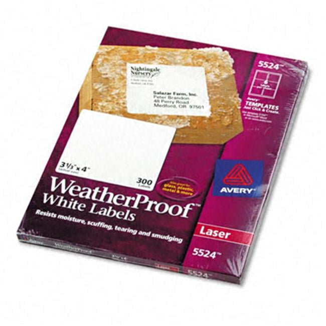 Avery White Weatherproof Laser Shipping Labels 3-1/3 x 4 300 Pack ...