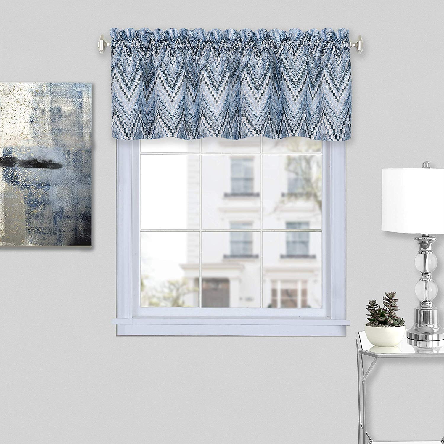 Avery Window Kitchen Curtains 3-Piece Tier & Valance Set (Ice Blue, 58" W x 36" L) - Walmart.com