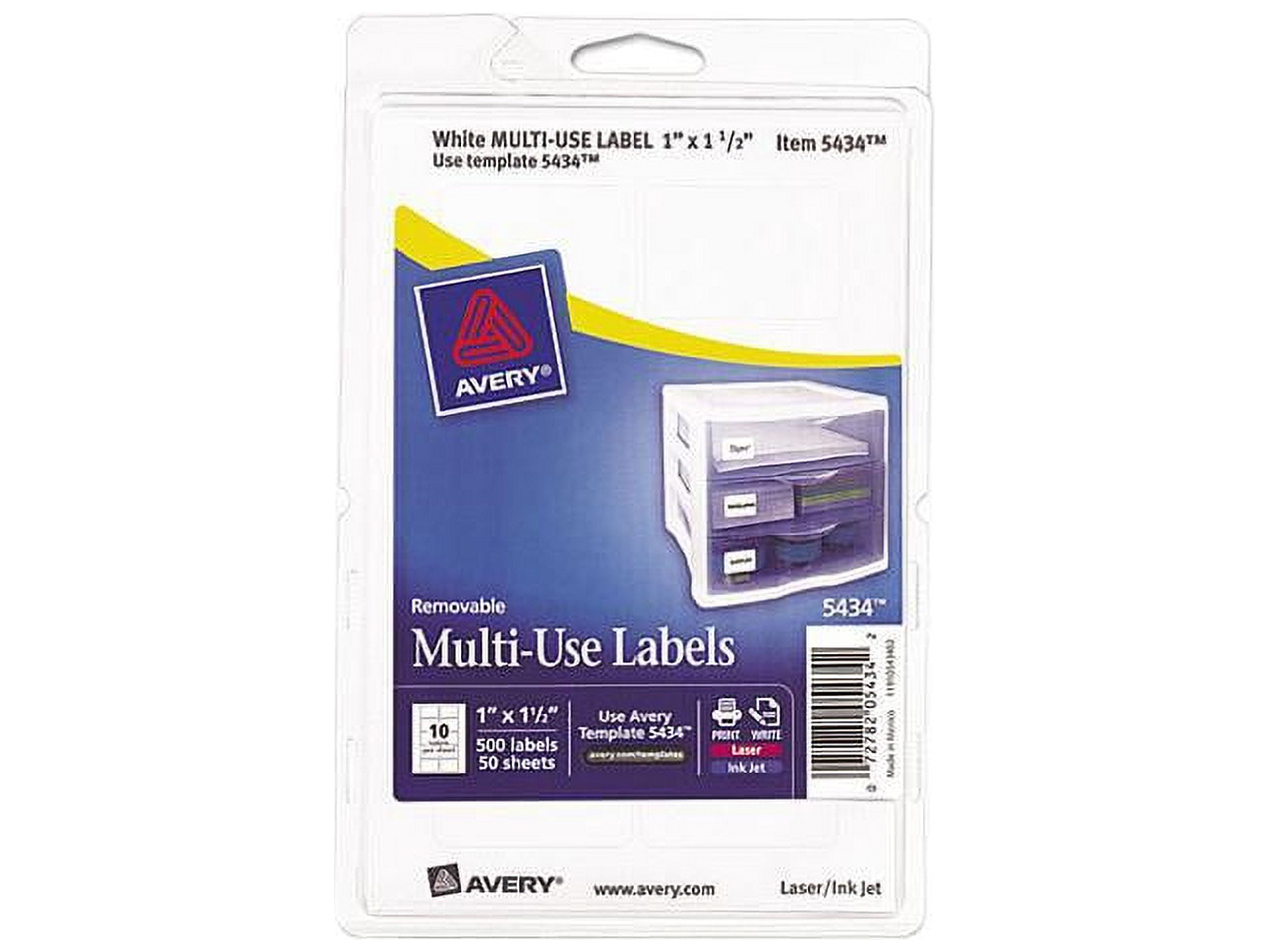 Avery®, AVE05434, Removable ID Labels, 500 / Pack, White - Walmart.com