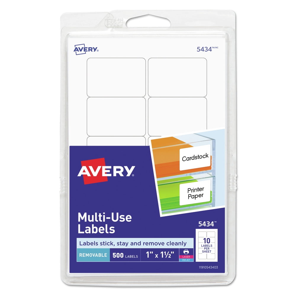 Avery®, AVE05434, Removable ID Labels, 500 / Pack, White - Walmart.com