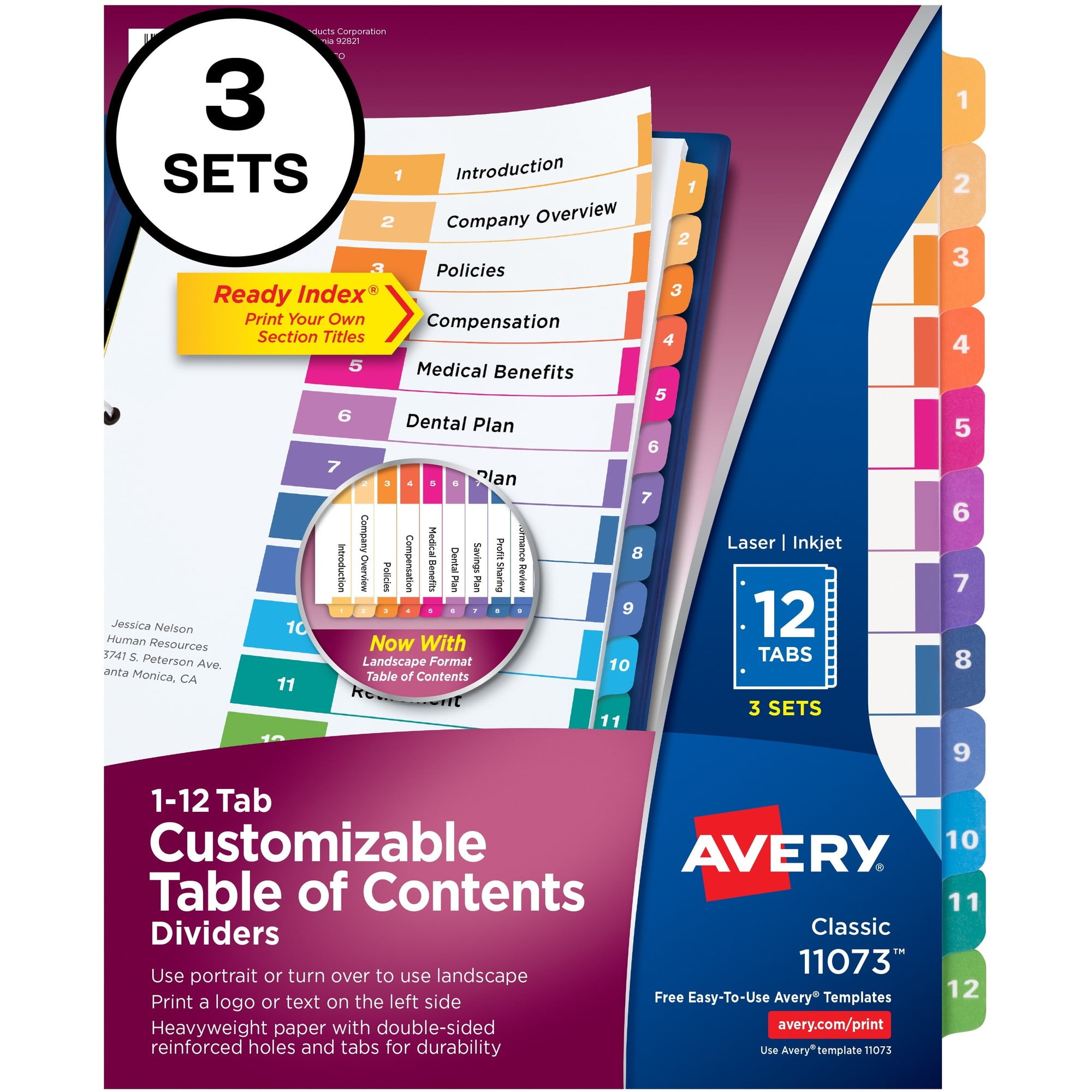 Avery® Customizable Table Of Contents Dividers, Ready Index(r ...