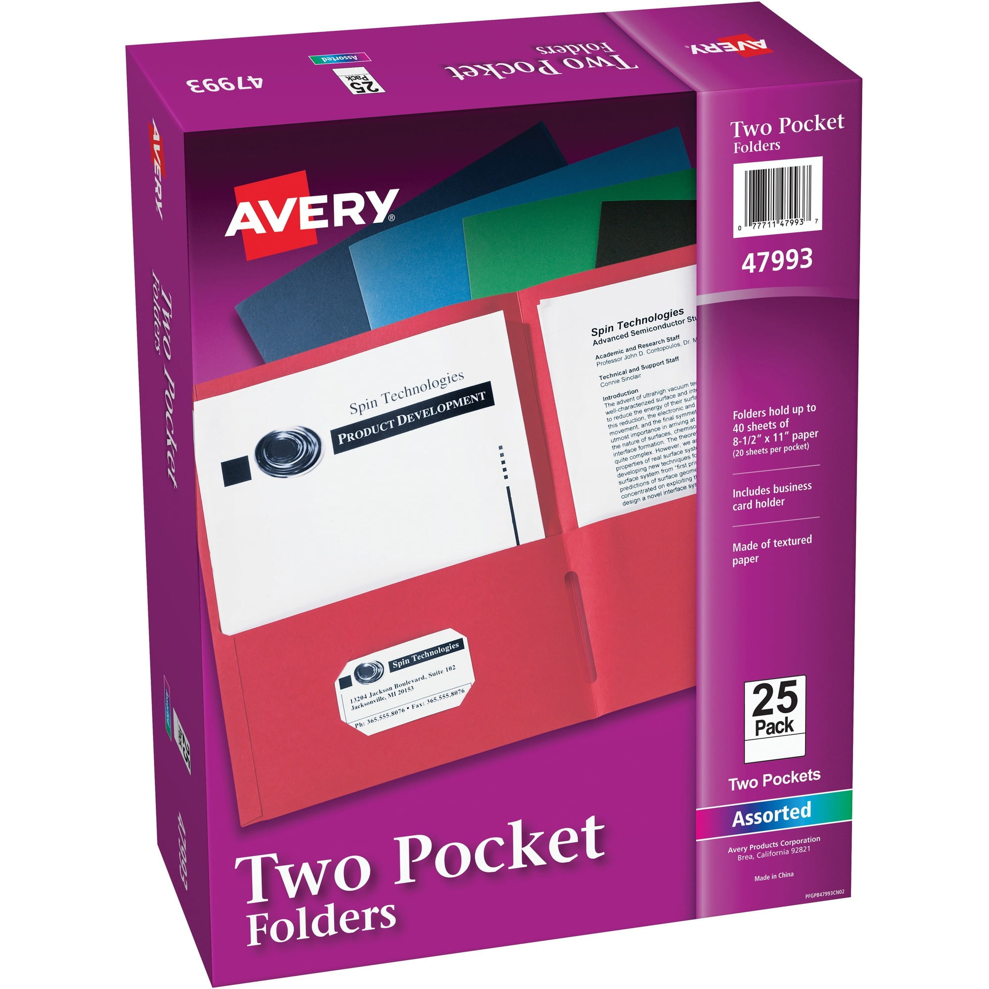 Avery® Letter Pocket Folder - 8 1/2" X 11" - 40 Sheet Capacity - 2 ...