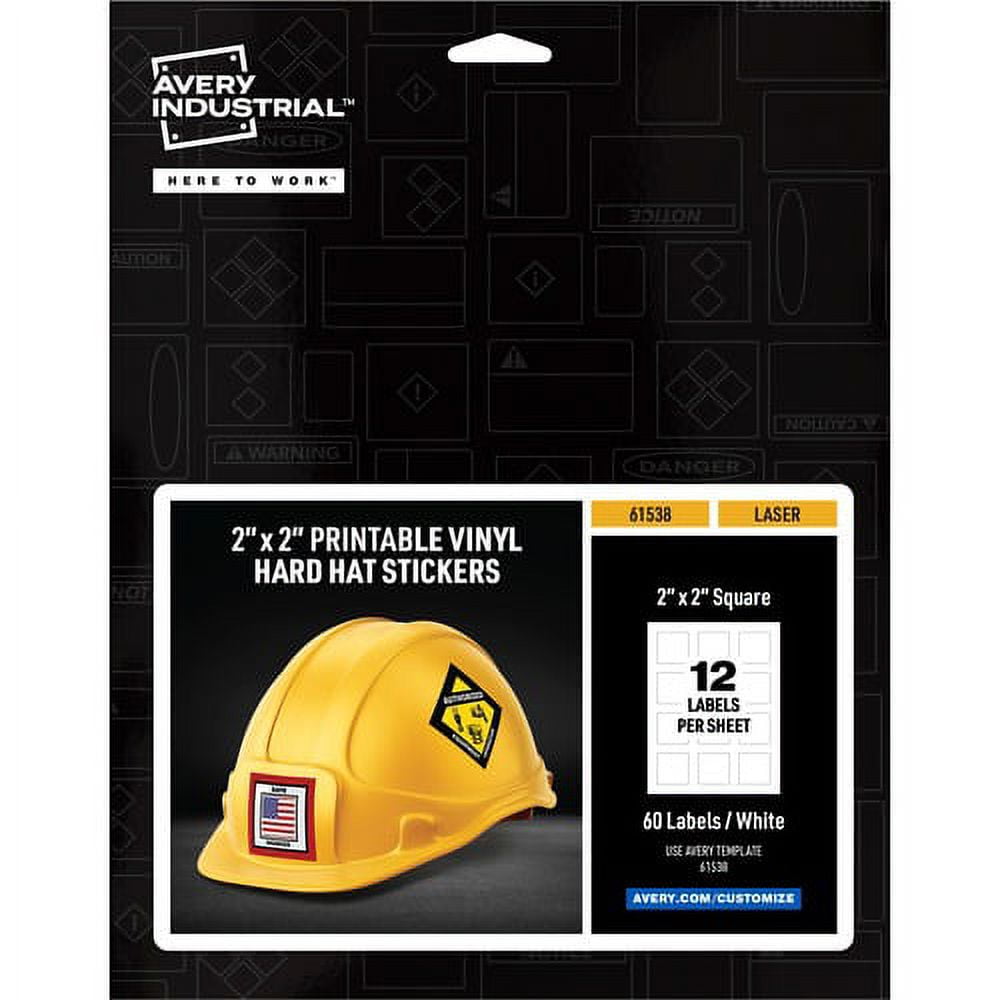 Avery reg; Printable Hard Hat/Helmet Vinyl Stickers - Square Shape ...