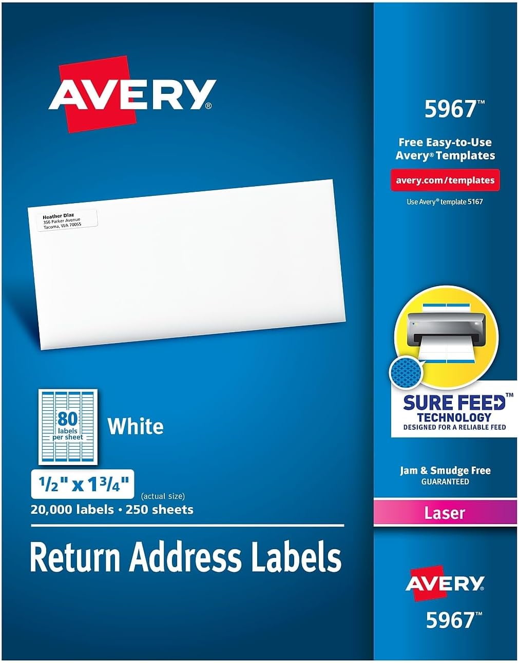 Averyamp;reg; - Return Address Labels, 1/2 x 1-3/4, White, 20000/Box ...