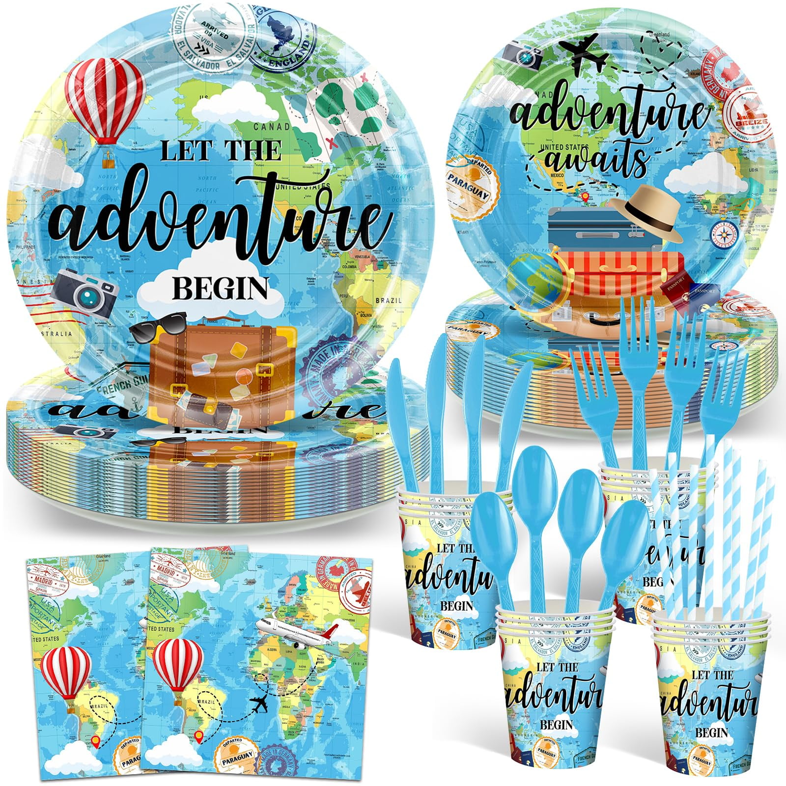 Avezano 192 Pcs Adventure OIF8 Awaits Party Decorations Travel Map ...