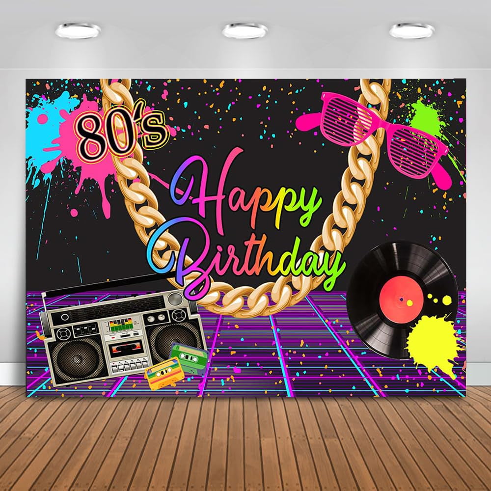 Avezano 80'S Theme Birthday CM31 Party Backdrop, Hip Hop 80s Birthday ...