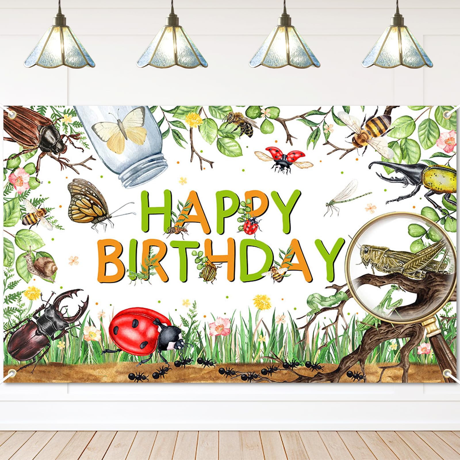 Avezano Bugs Happy Birthday Party Banner AIS1 Spring Insect Theme ...