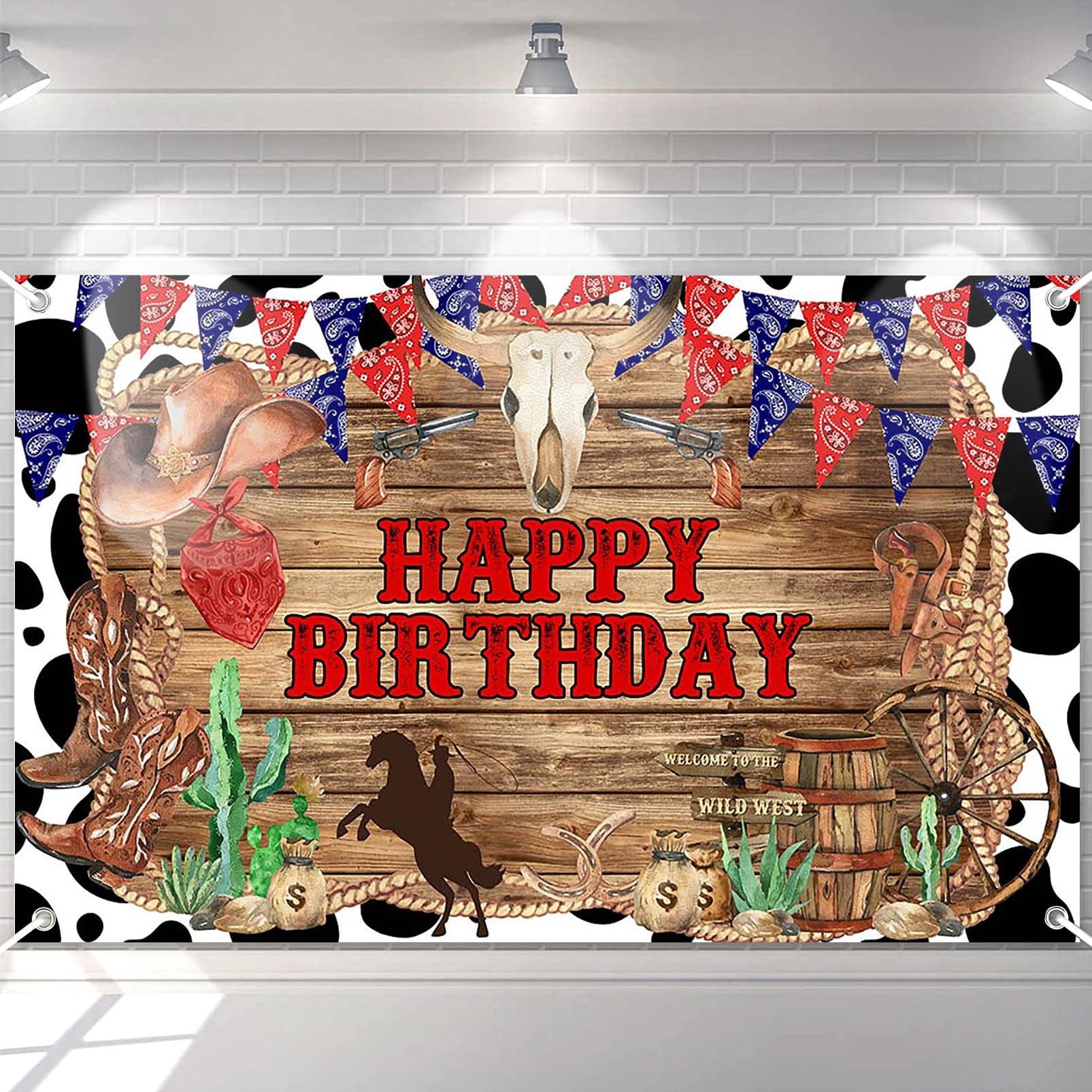 Avezano Cowboy Birthday Banner SSF20 Western Cowboy Theme Birthday ...