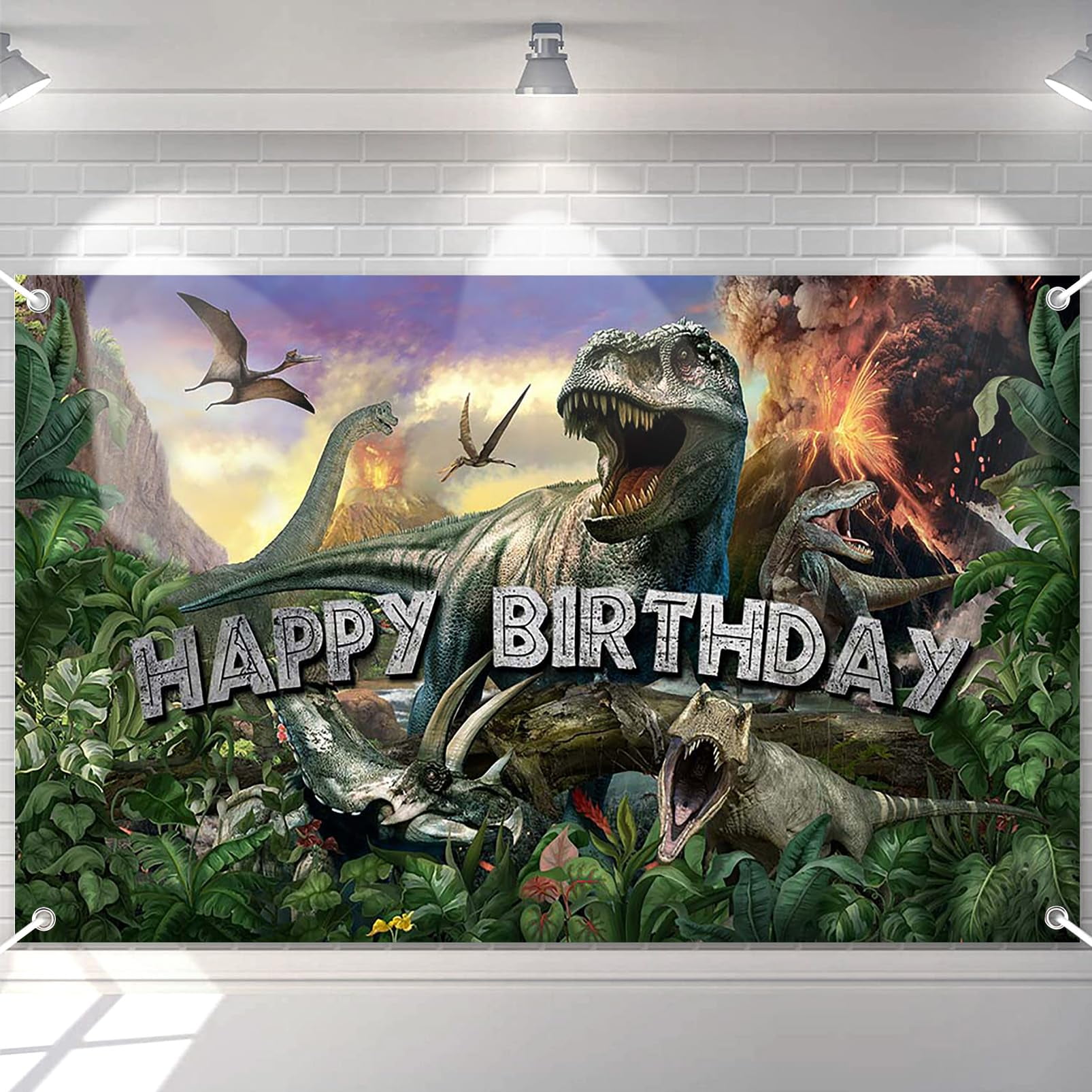 Avezano Dinosaur Birthday Backdrop Jurassic Dino Theme Happy Birthday ...