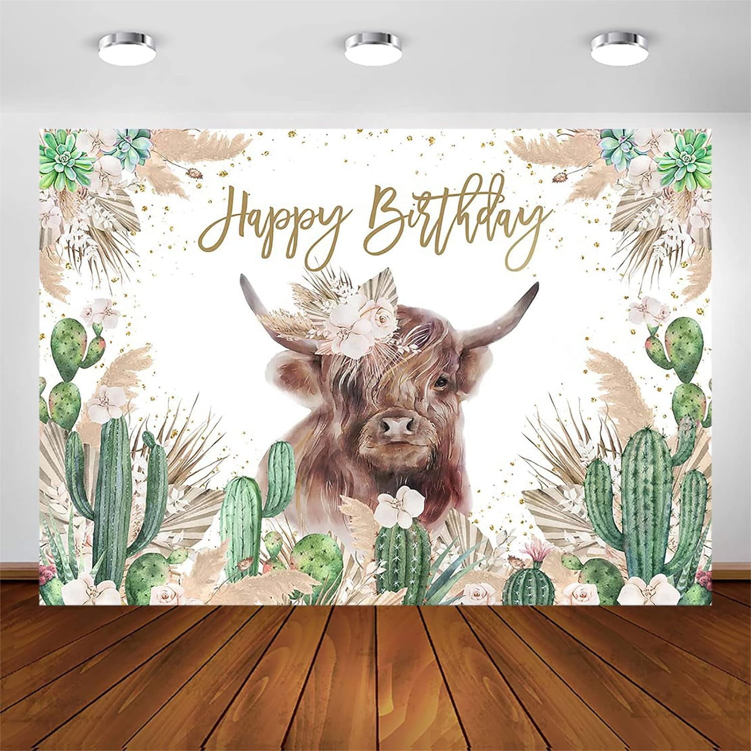 Avezano Highland Cow Birthday Backdrop Cow Birthday Party Decorations ...