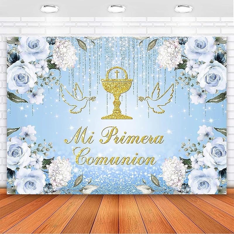 Avezano Mi Primera Comunion Backdrop Girls First Holy Communion Baptism ...