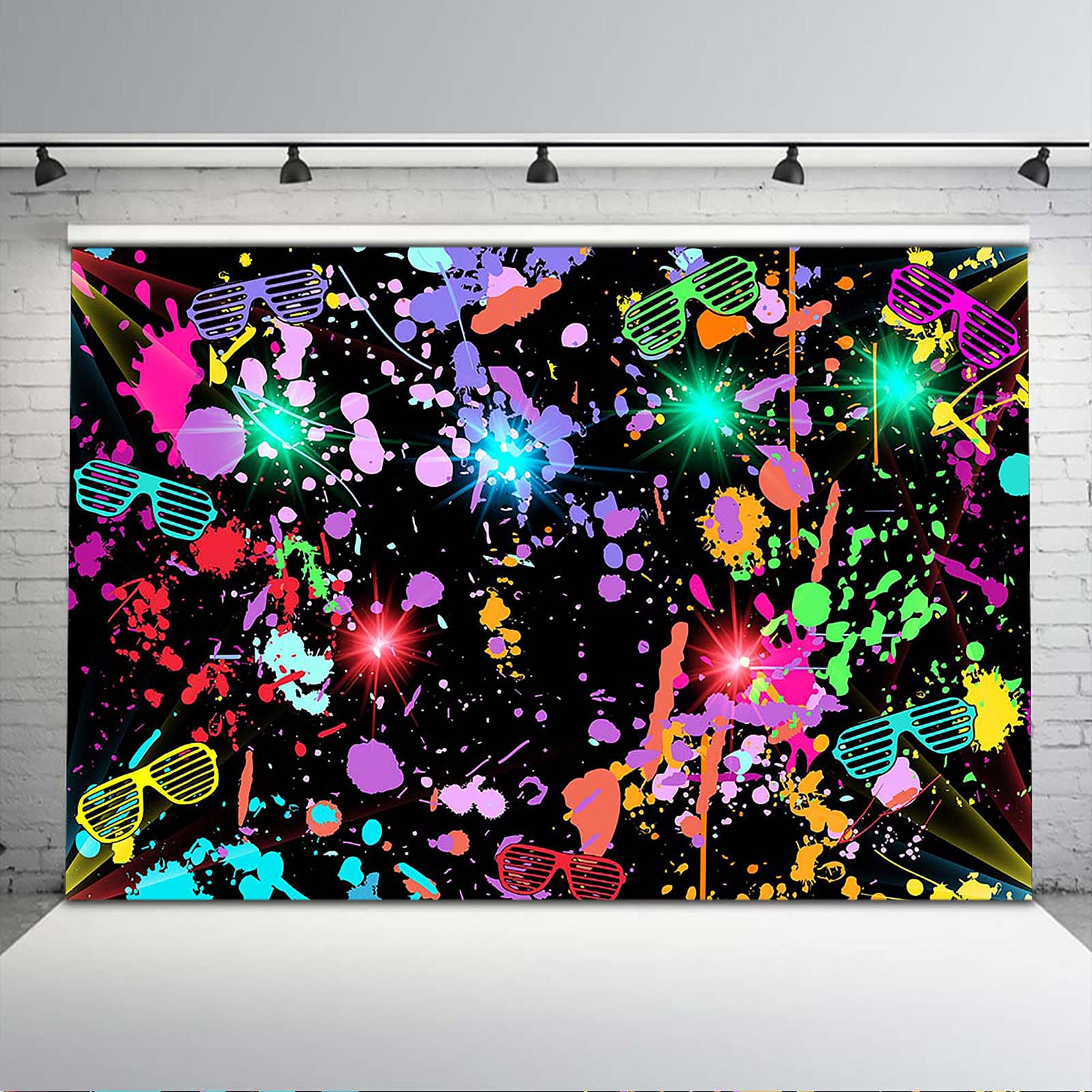 Avezano Neon Glow Abstract Graffiti Backdrop Paint Splatter Glow Party ...