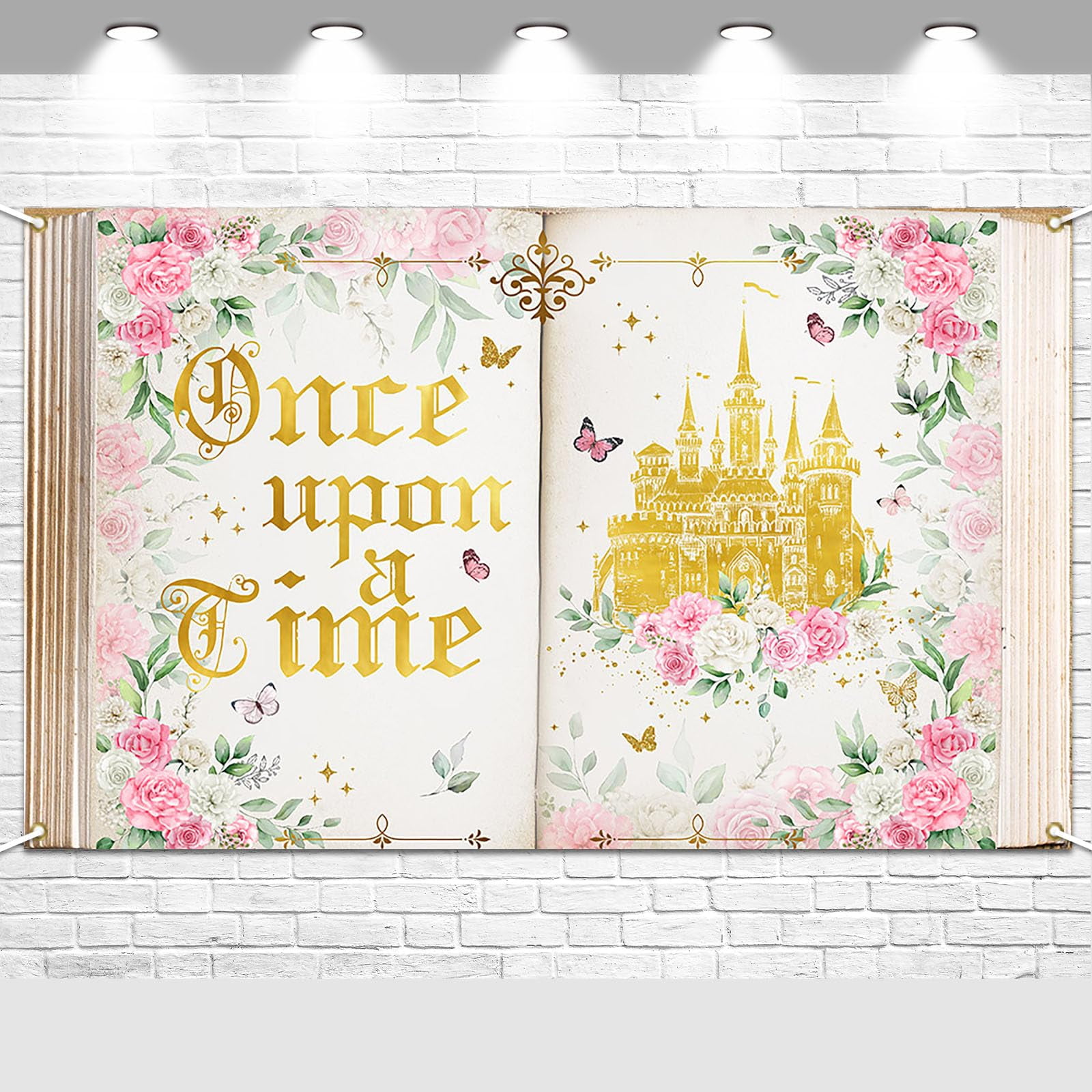 Avezano Once Upon a STF9 Time Backdrop Fairytale Book Backdrop Pink ...