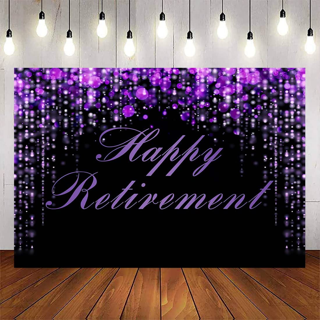 Avezano Purple and Black CI30 Retirement Backdrops Purple Glitter Happy ...