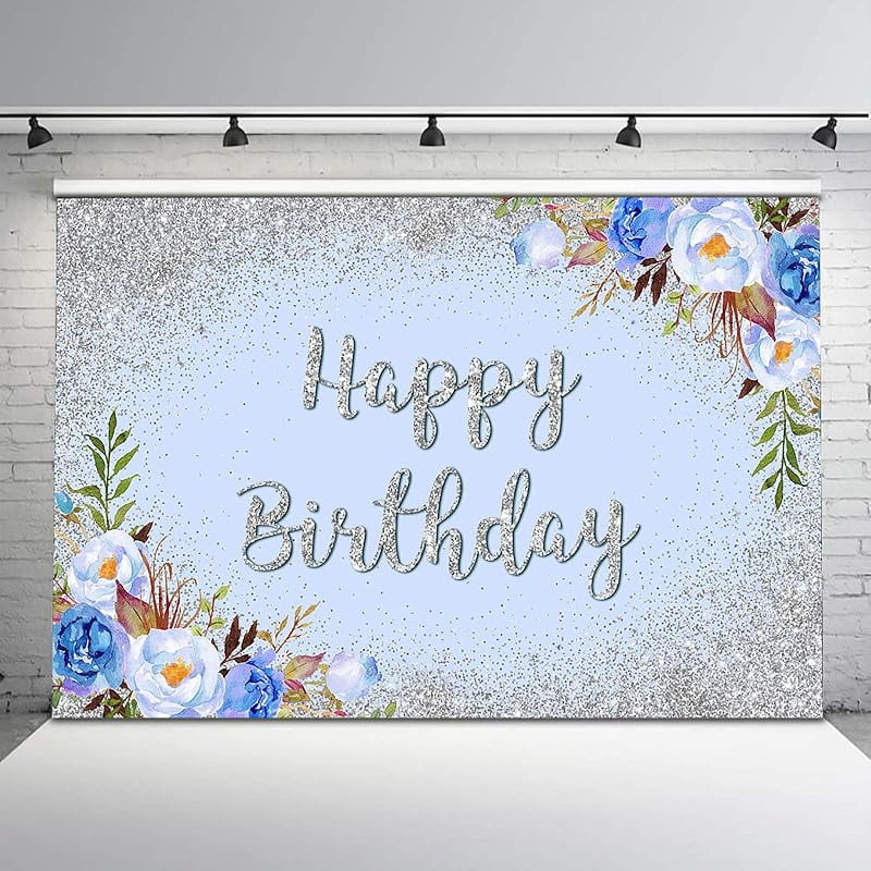 Avezano Purple Floral Birthday Party Backdrop Purple Glitter Women 30th ...