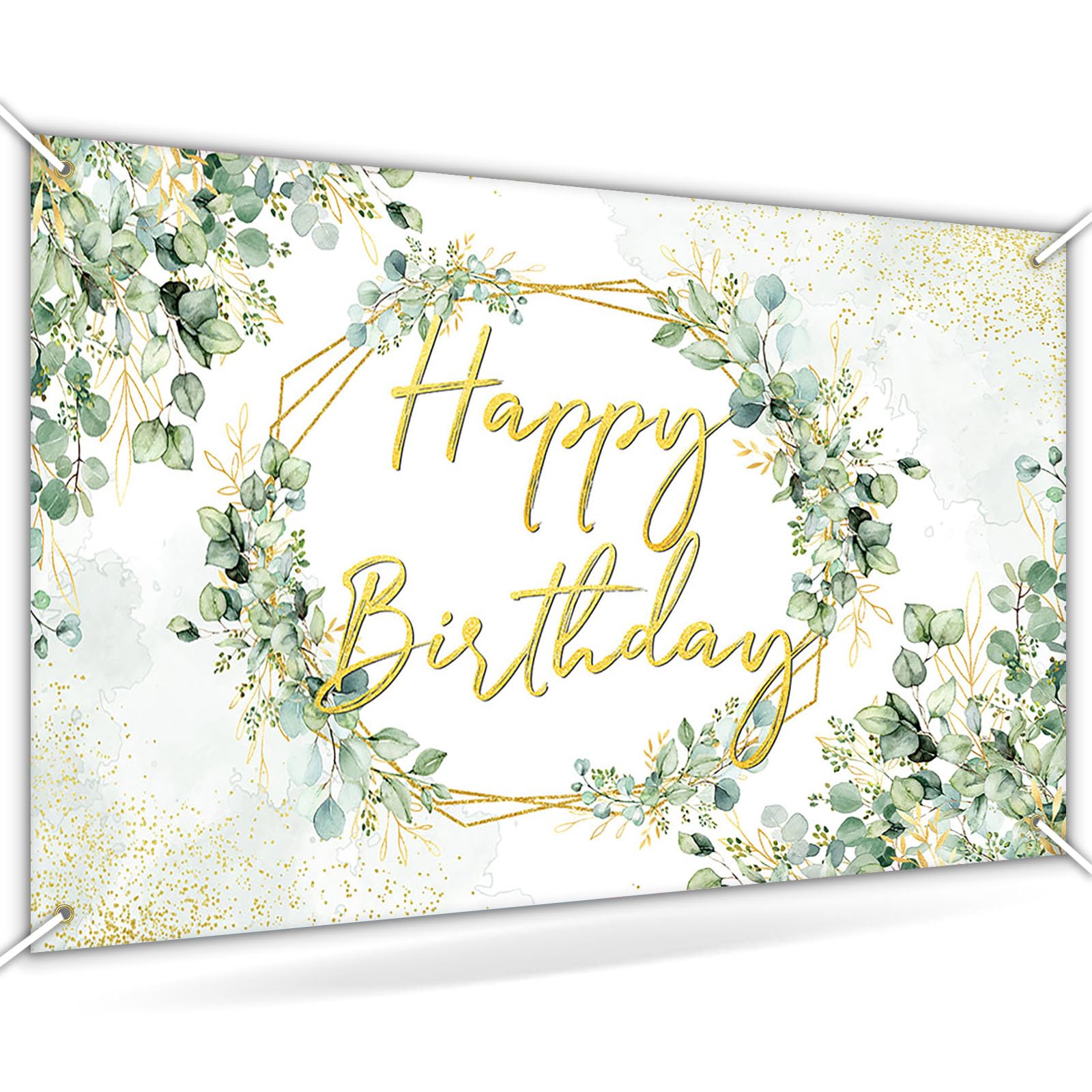 Avezano Sage Green Birthday Backdrop Greenery Eucalyptus Leaves ...