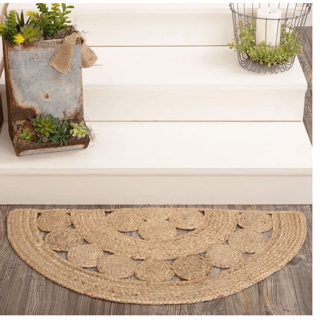 Avgari Creation Circle Half Design Rug Natural Jute Beige Handmade ...