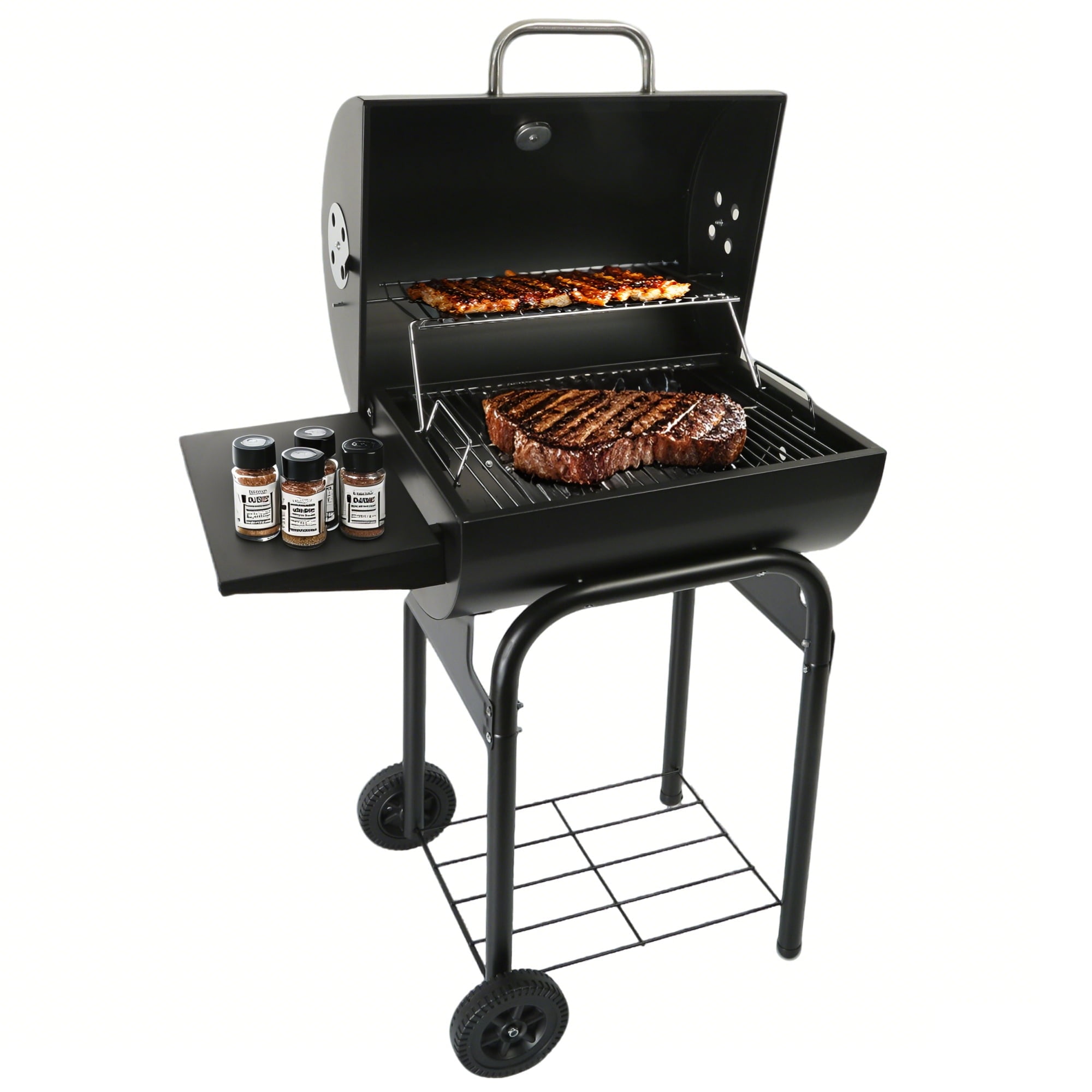 Avger 20-Inch Portable Barrel Charcoal Grill with Griddle, Wheels ...