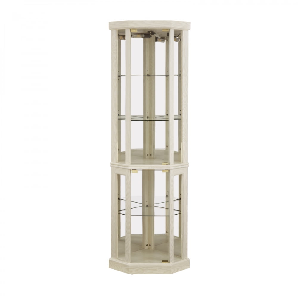 Avger Corner Lighted Curio Cabinet with Adjustable Glass Shelves ...