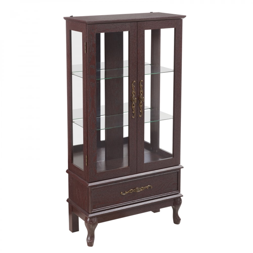 Avger Dark Cherry Curio Cabinet with Lights, Adjustable Shelves ...