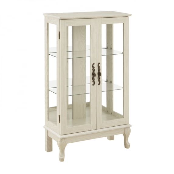 Avger Retro 2-Door Curio Cabinet with Mirrored Back, Adjustable Shelves ...