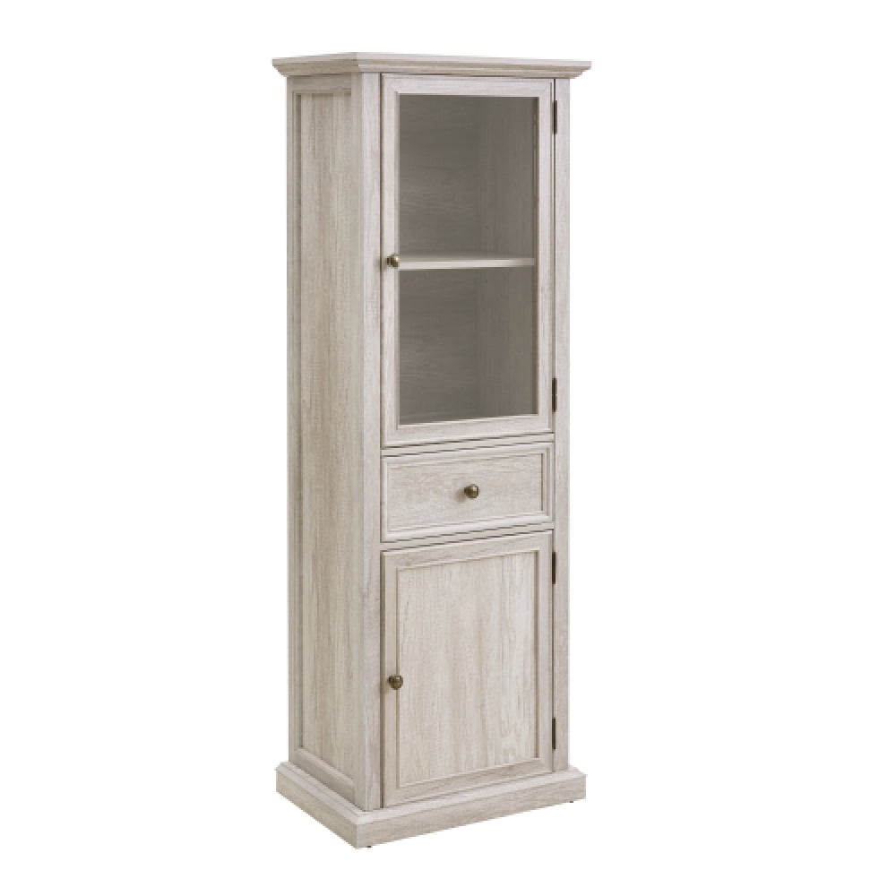 Avger White Tall Storage Cabinet with Glass Door, Drawer & Adjustable ...